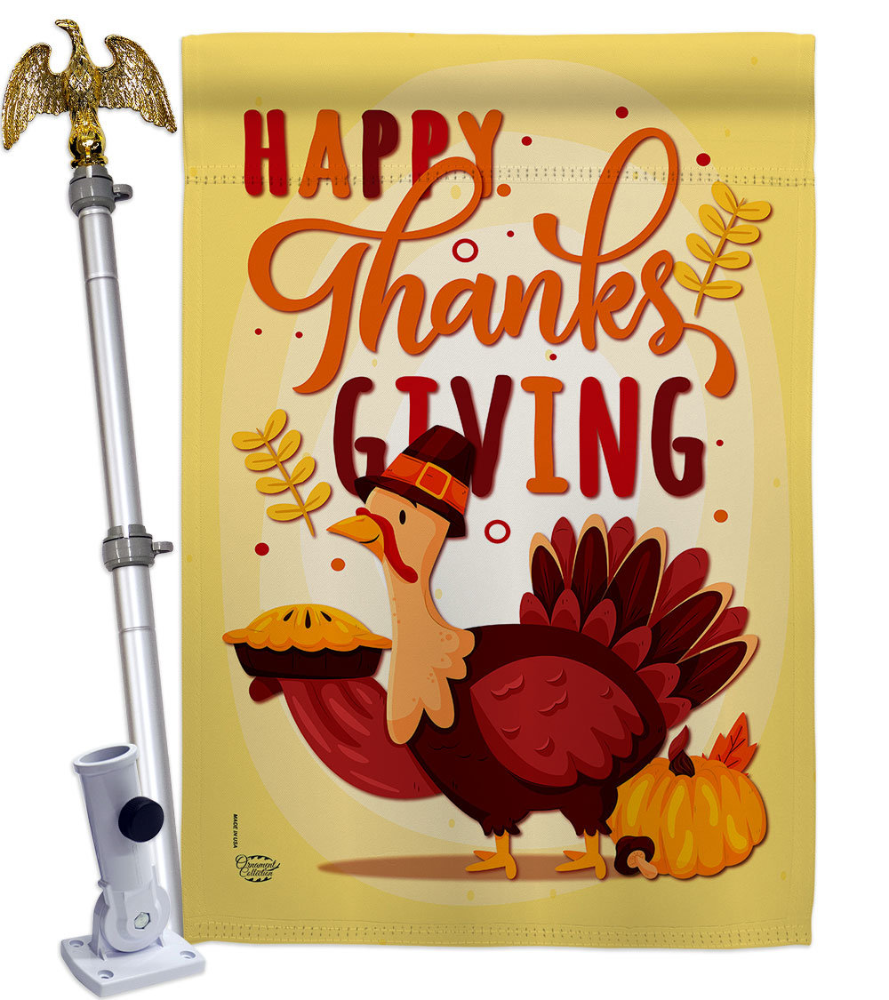 Ornament Collection Thanksgiving 2-Sided Polyester 40 x 28 in. Flag Set ...