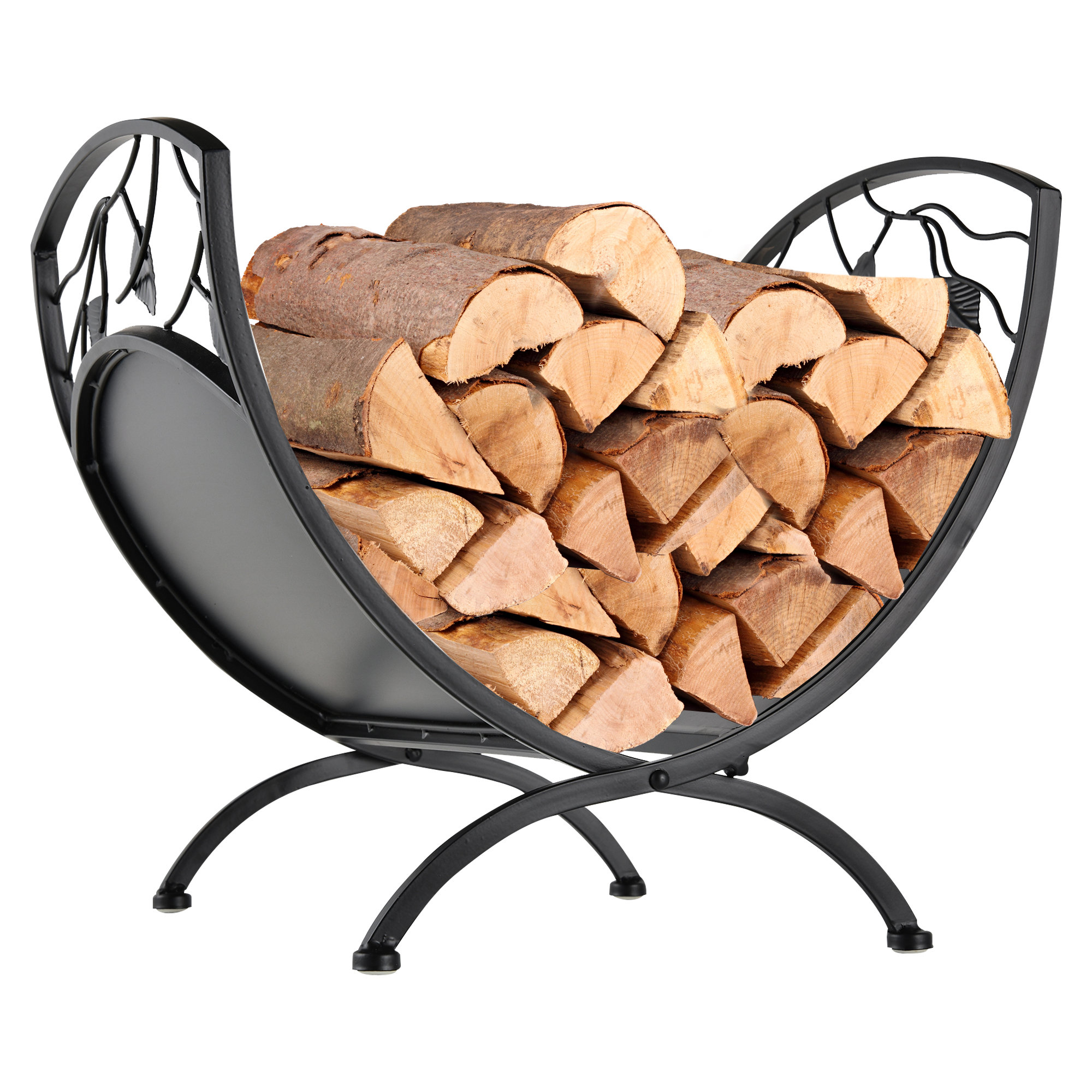 Winston Porter Folding Firewood Rack Curved Wood Storage Holder ...