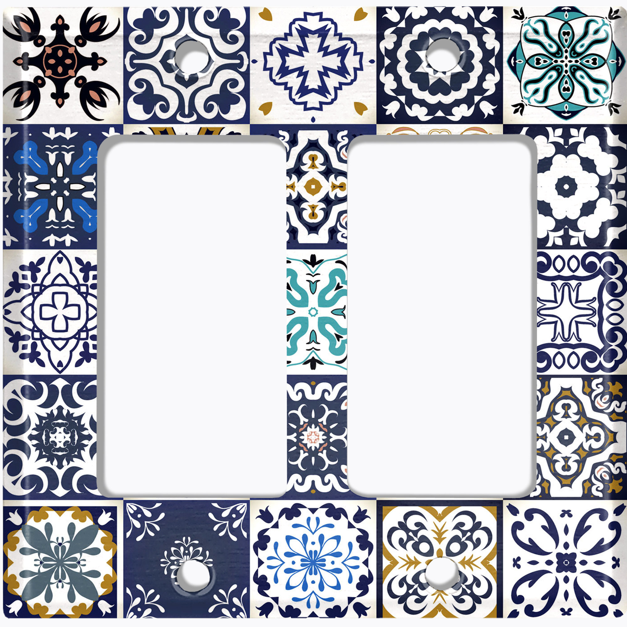 WorldAcc Vintage Colourful Pattern 2-Gang Rocker Wall Plate - Wayfair ...