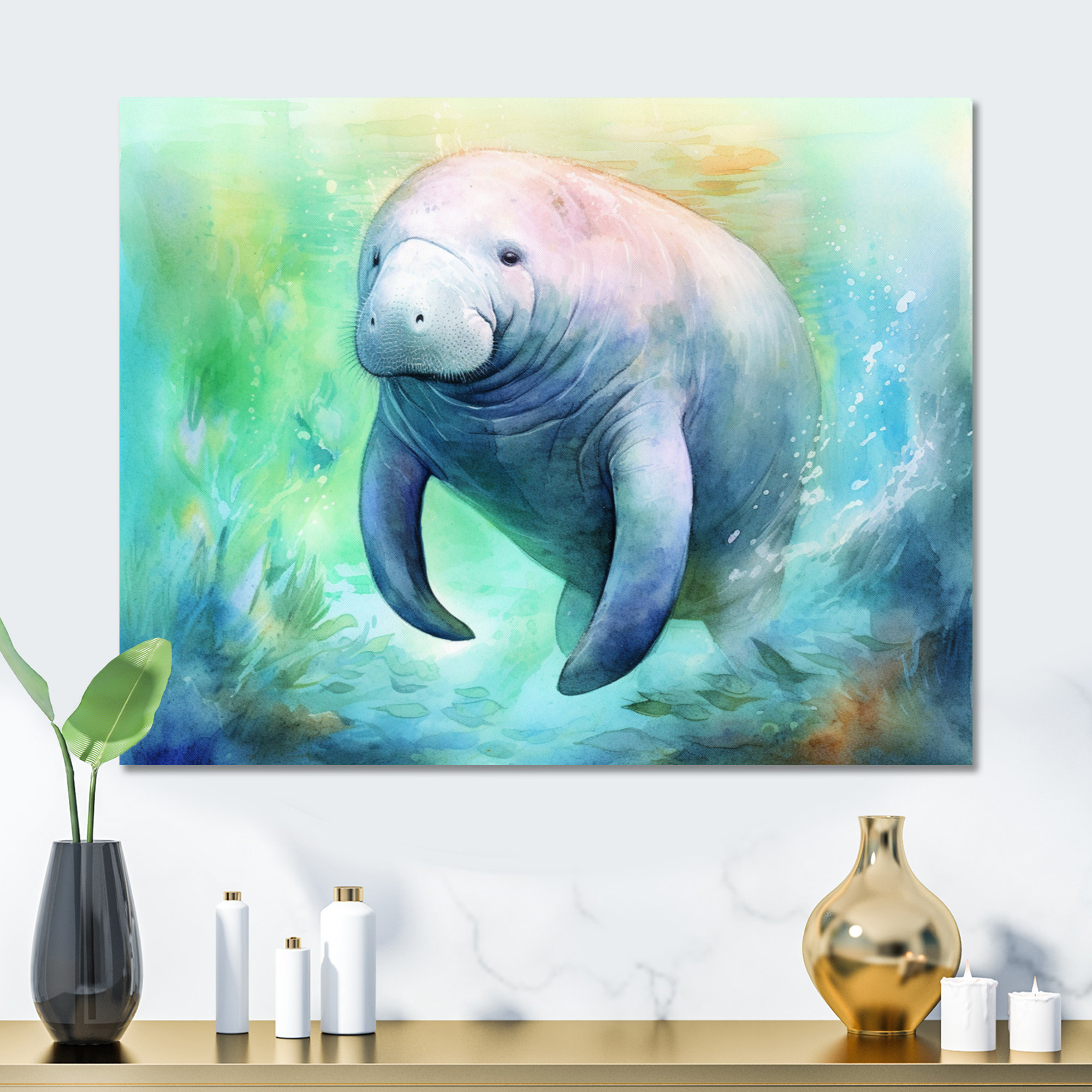 Dovecove Gentle Manatee I - Manatee Metal Art Print | Wayfair