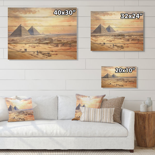 Lark Manor™ The Pyramid Of Giza Desert Landscape - Egypt Wood Panel ...