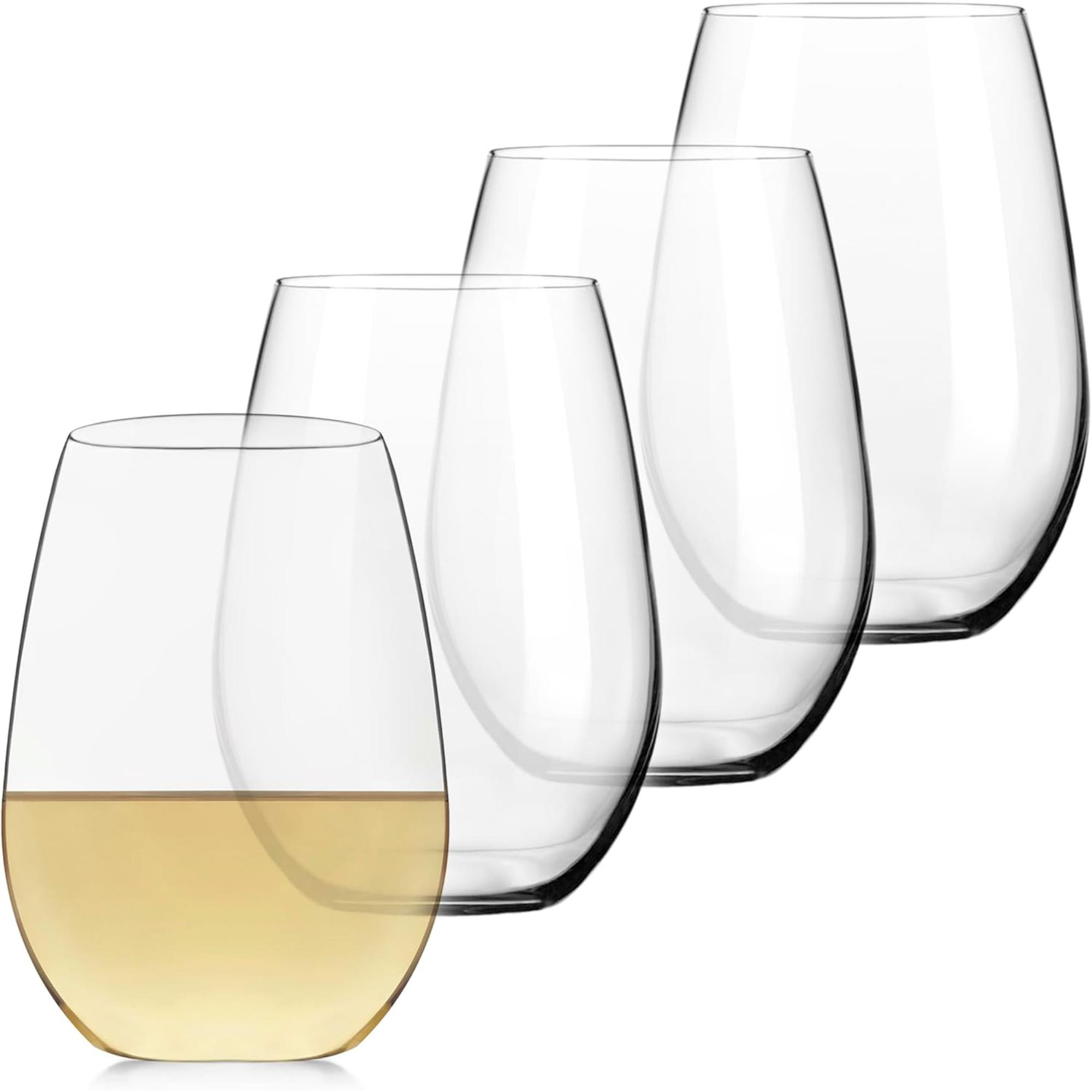 Textiles Hub Signature White Wine Glasses Set Of 4, Elegant, Dishwasher Safe Stemless White Wine ...