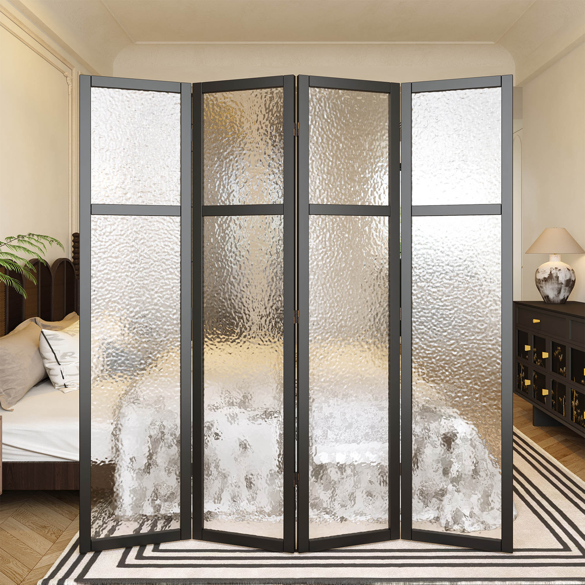 Winston Porter Acrylic Room Divider, 4-Panel Frosted Translucent ...