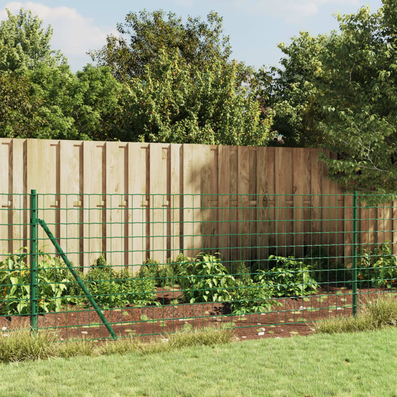 Vidaxl Wire Mesh Fence With Spike Anchors Green 3.6X82.0' | Wayfair