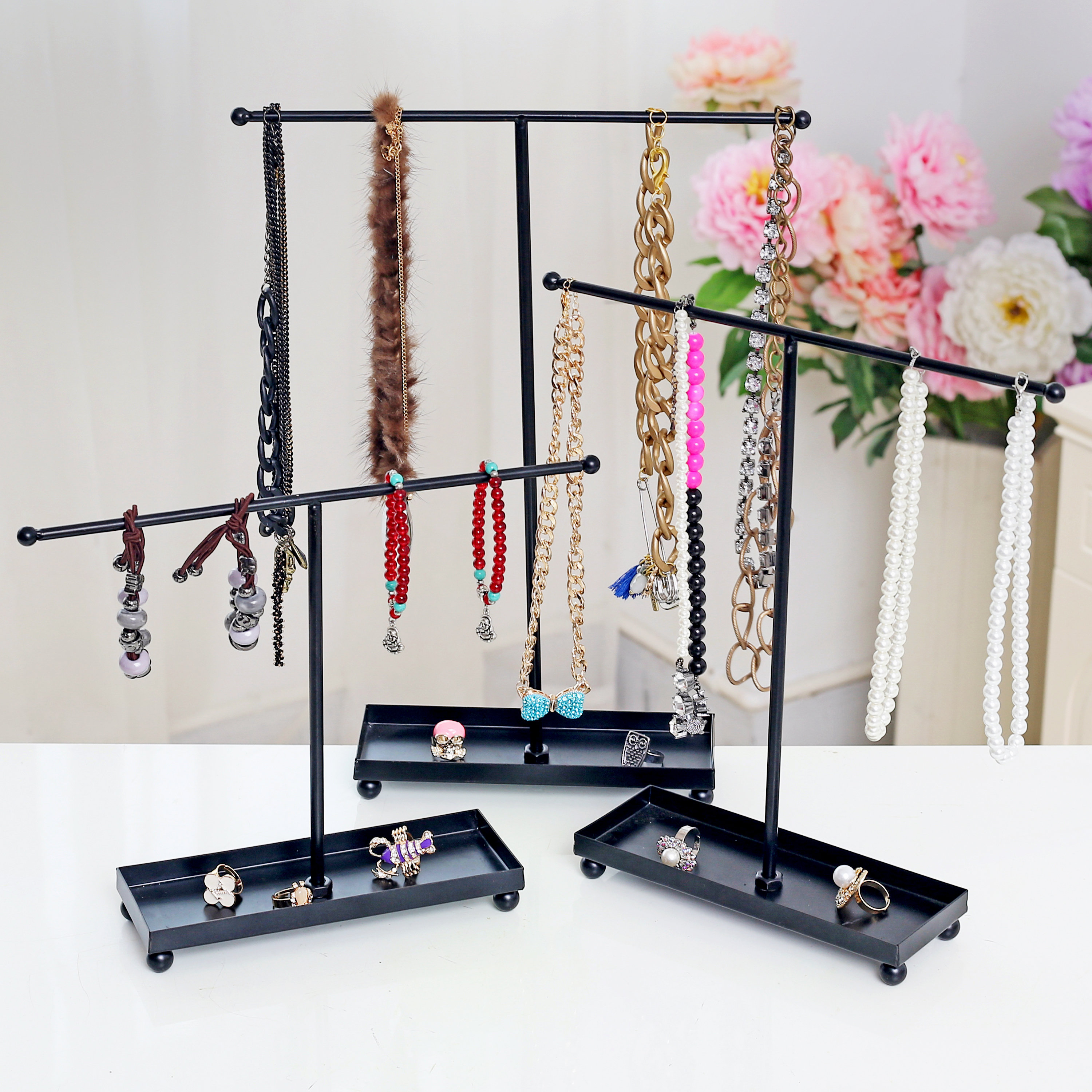 Rebrilliant 3 Piece T-Bar Tabletop Jewelry Storage Stand | Wayfair