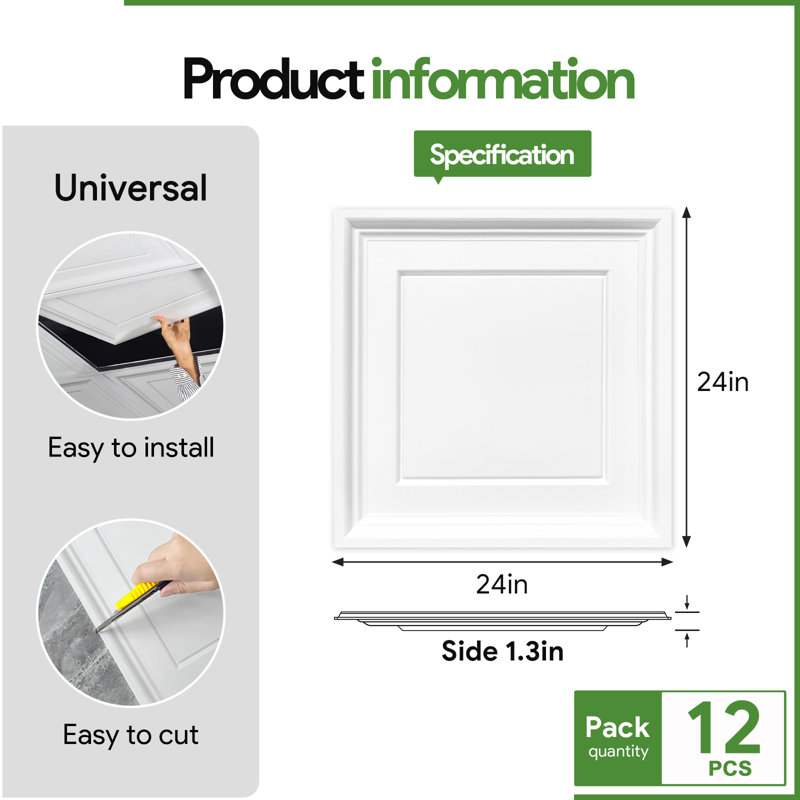Fasarxiu 24'' L x 24'' W Drop-In Ceiling Tile | Wayfair