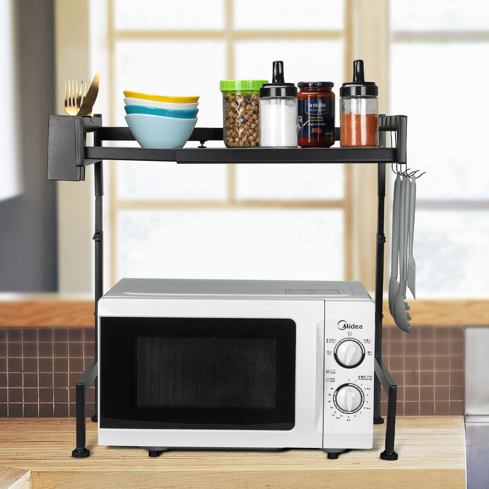 Ebern Designs Omarr 27.6'' Iron Baker's Rack with Microwave ...