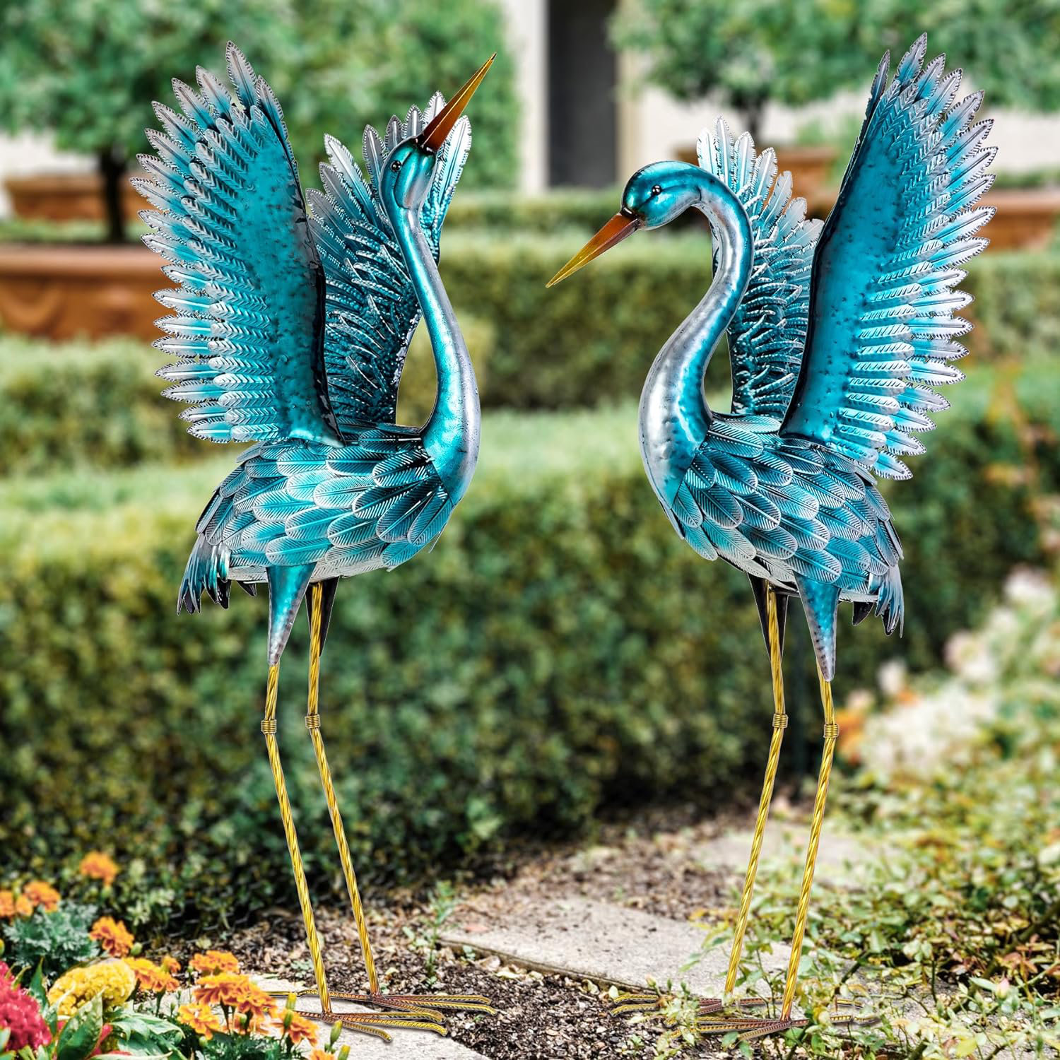 Arlmont & Co. Bird Animals Metal Garden Statue | Wayfair
