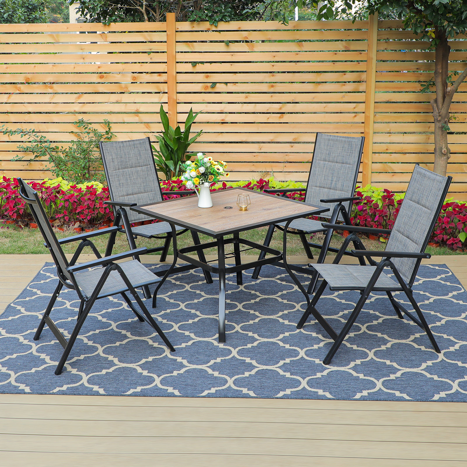 Blue Elephant Square 5 - Piece 4 - Person 93.98Cm L Outdoor Table Set ...