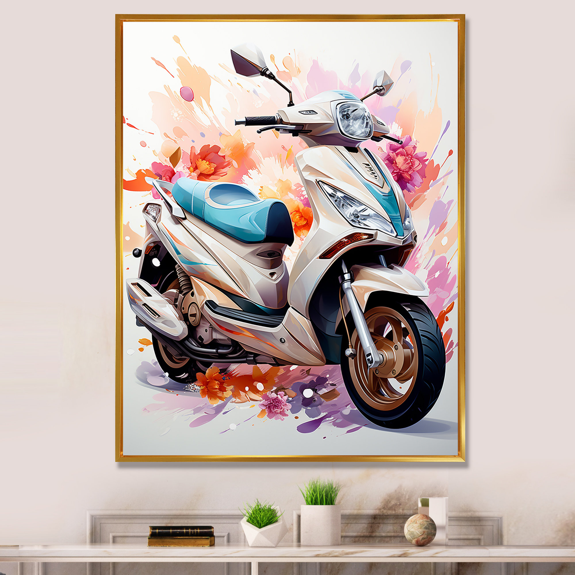 Red Barrel Studio White Scooter Sporty Speedster - Scooter Wall Decor ...