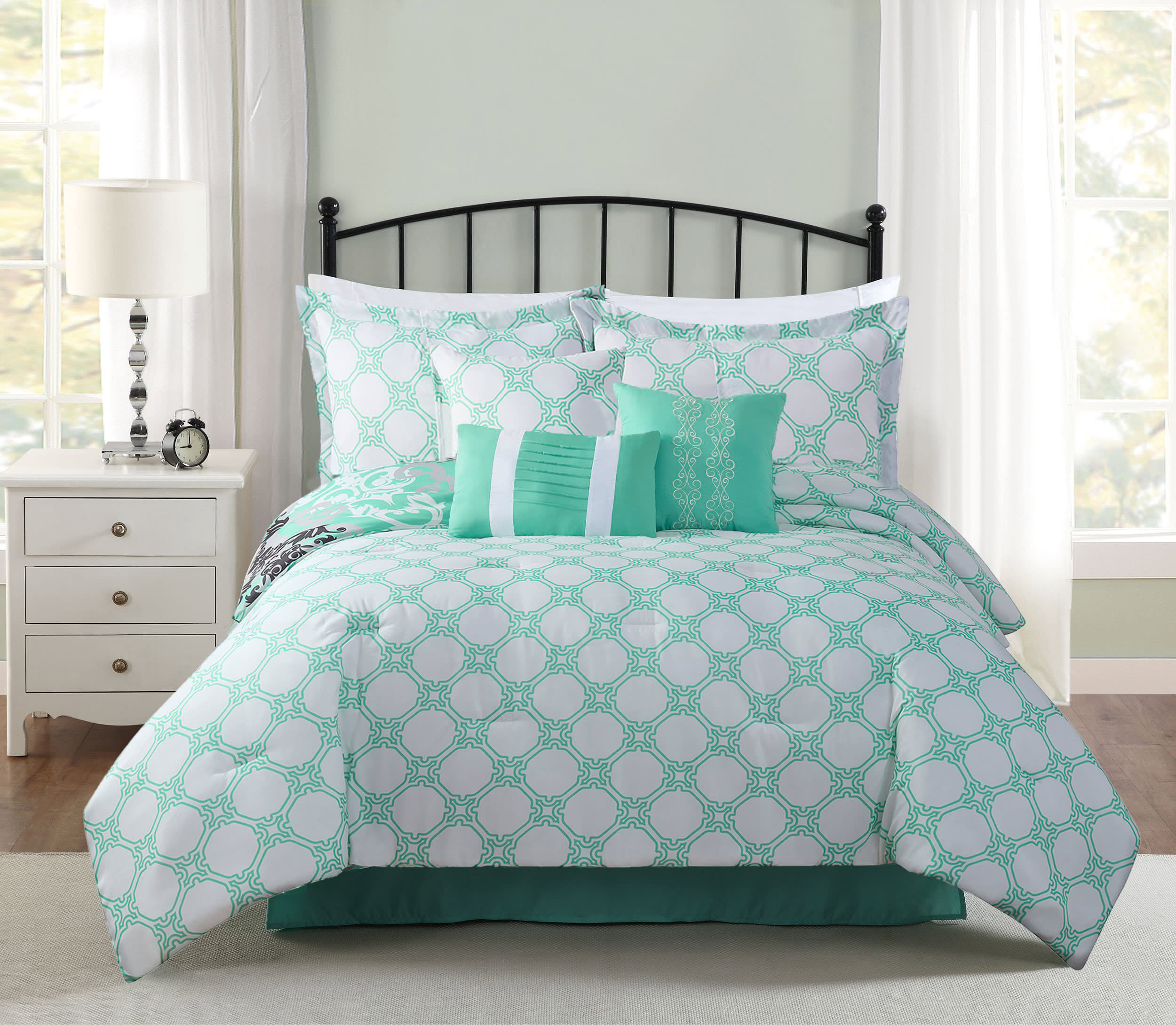 Carmela Home Microfiber Reversible Glam 7 Piece Comforter Set & Reviews ...