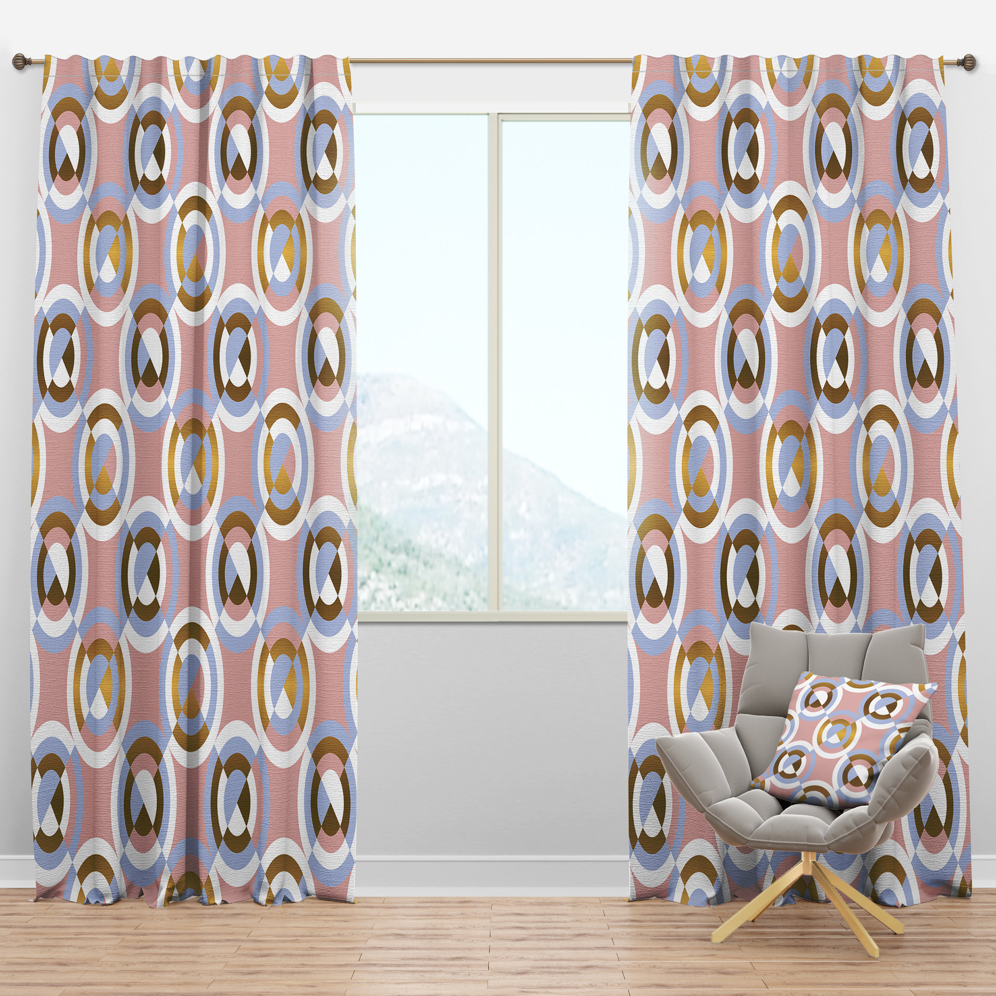 Design Art Circular geometric shapes pattern - Geometric Curtain ...