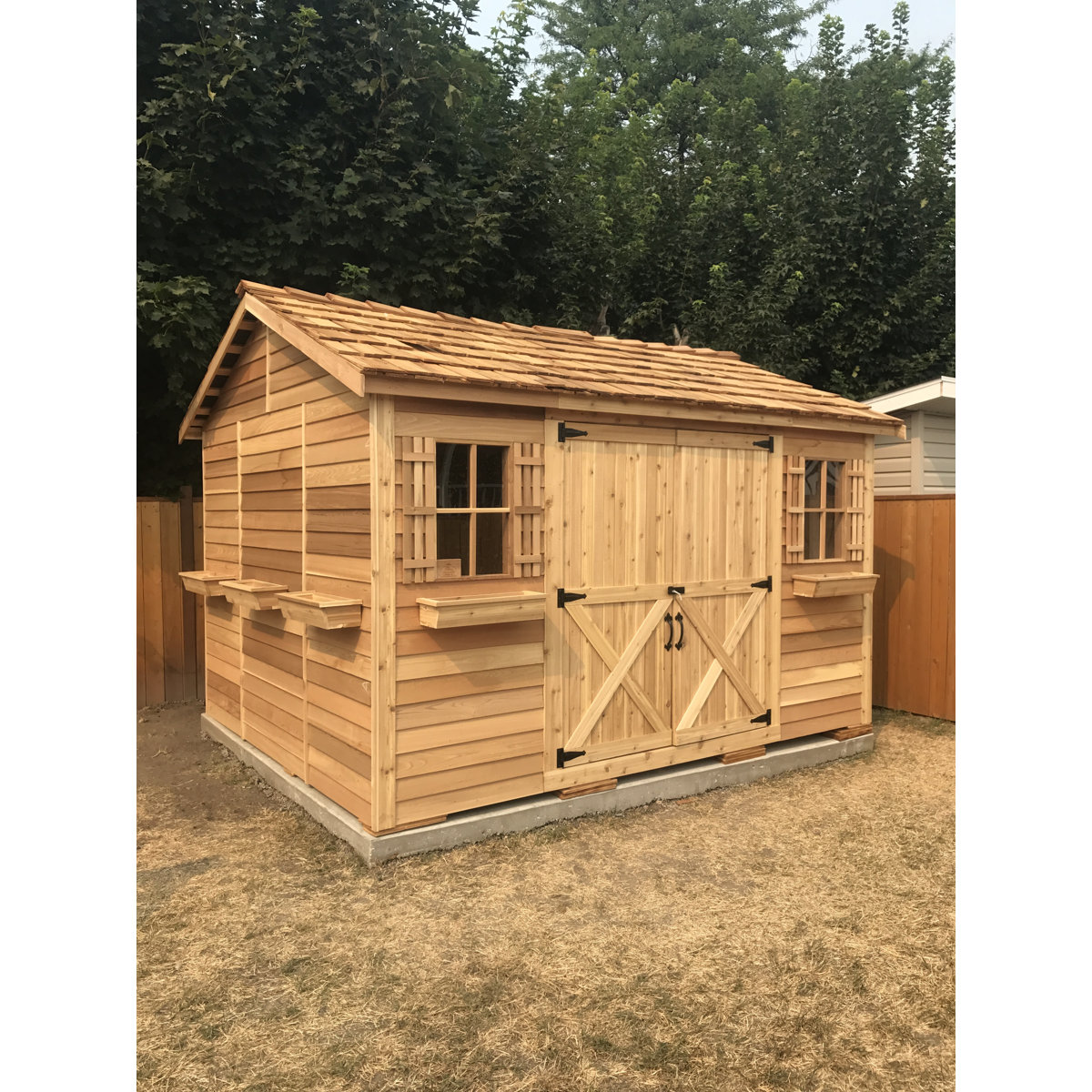Cedarshed Longhouse 12 ft. W x 10 ft. D Western Red Cedar Wood Storage ...