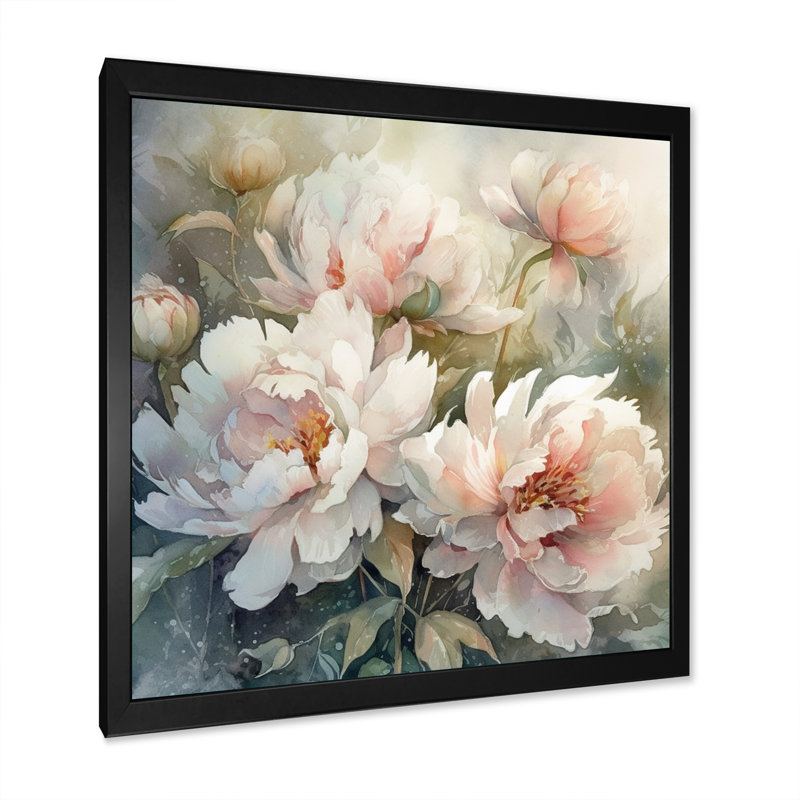 Red Barrel Studio® Pink Green Peonies On Branch II - Peonies Wall Art ...