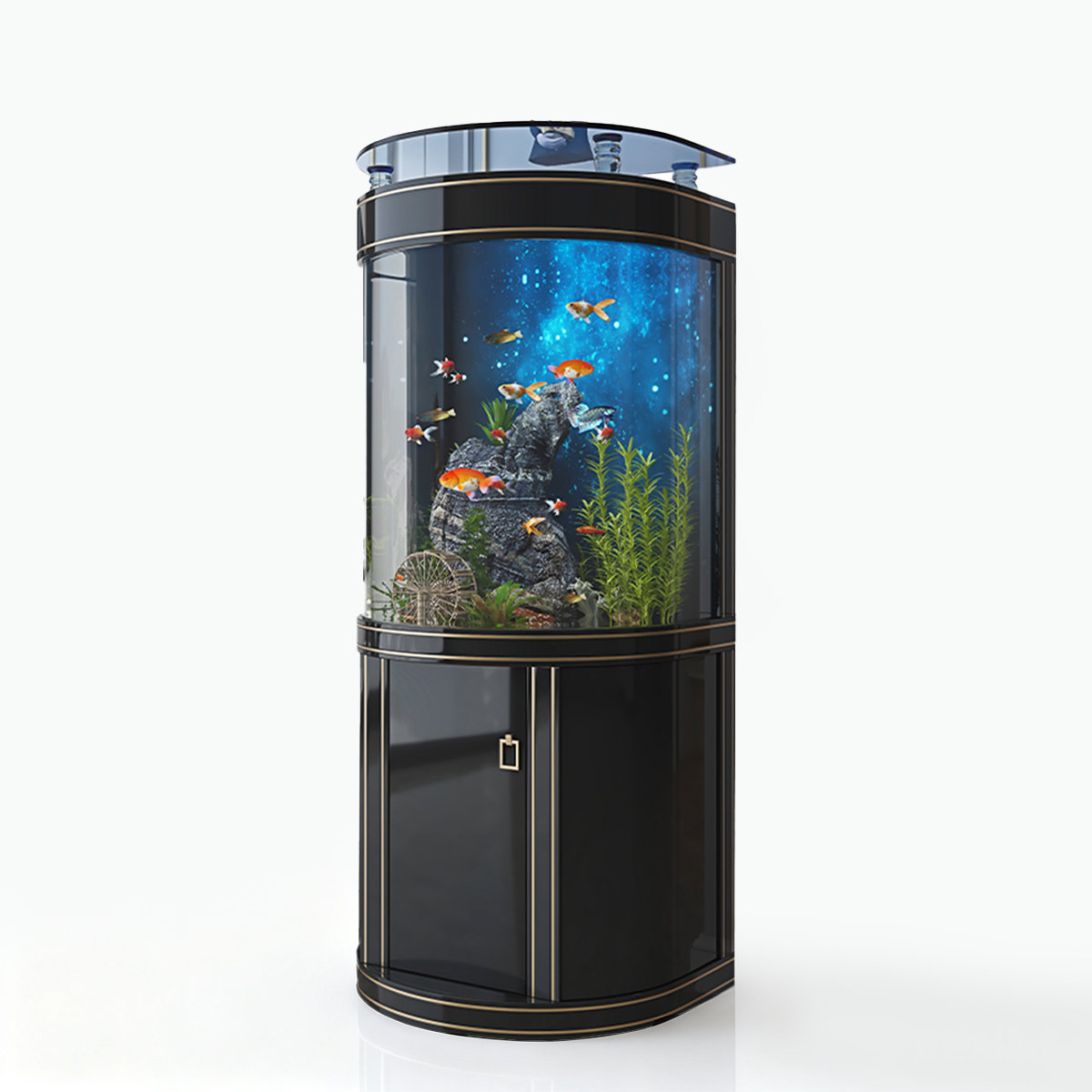Orren Ellis Enjoyment Semi-Circular Aquarium Tank with Top Bar | Wayfair