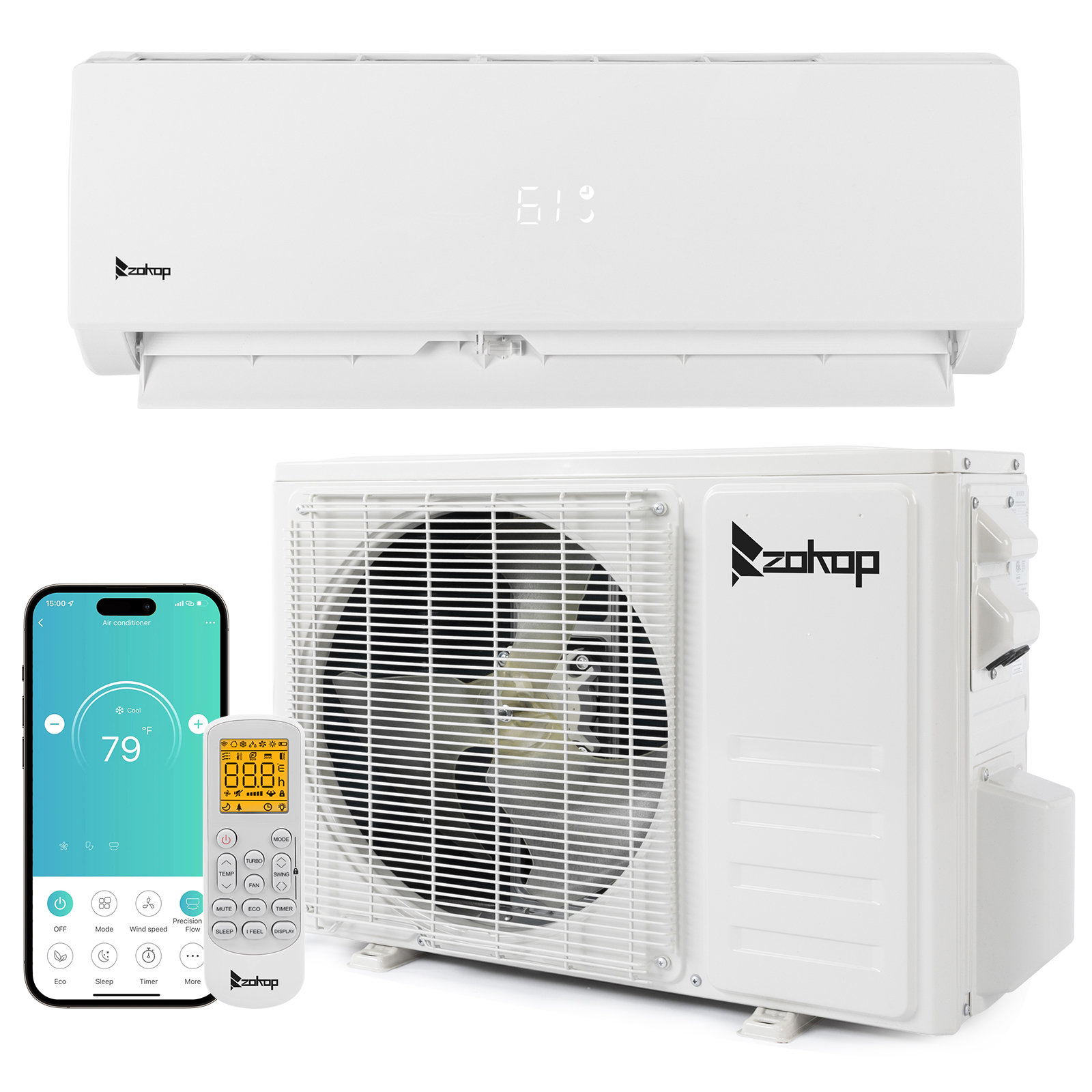 Winado 18,000 BTU Ductless Mini Split Air Conditioner with Heater and ...