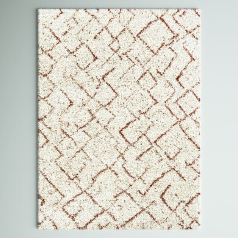 Mercury Row® Politte Geometric White/Orange Area Rug & Reviews | Wayfair