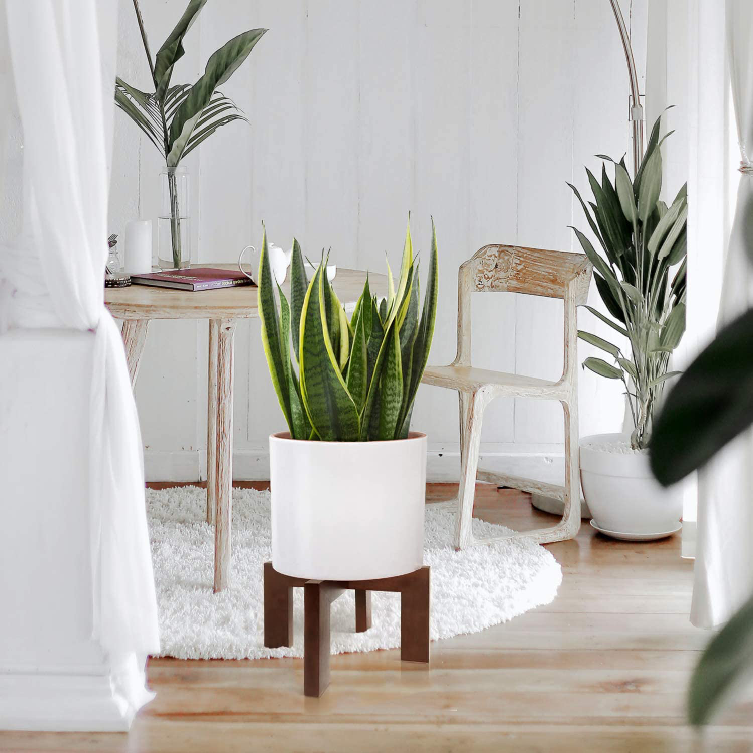 Rebrilliant Mid Century Modern Planter Stand Rattan Planter Stand Fits ...