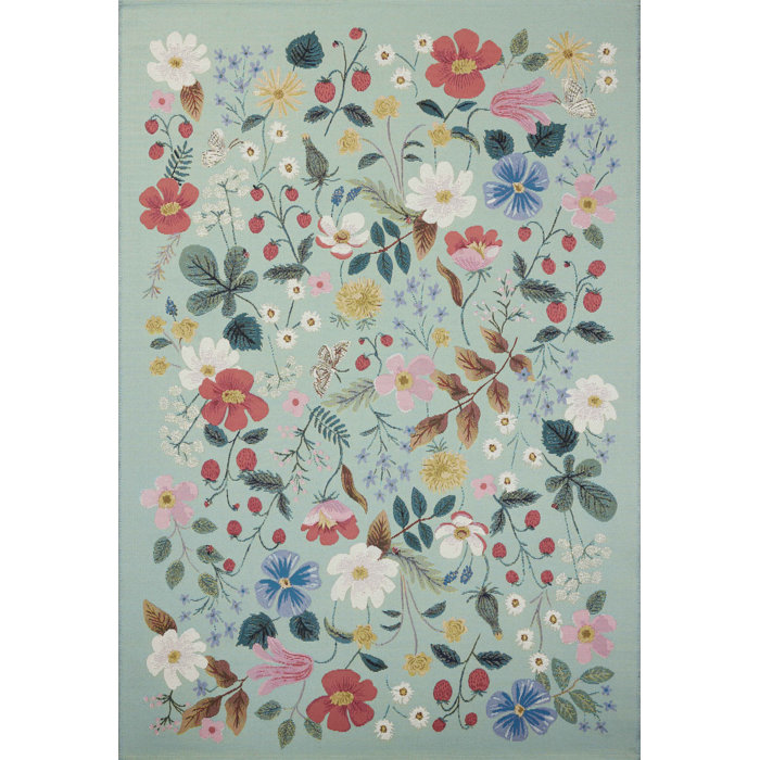 Rifle Paper Co. x Loloi Perennial Mint Indoor / Outdoor Area Rug ...
