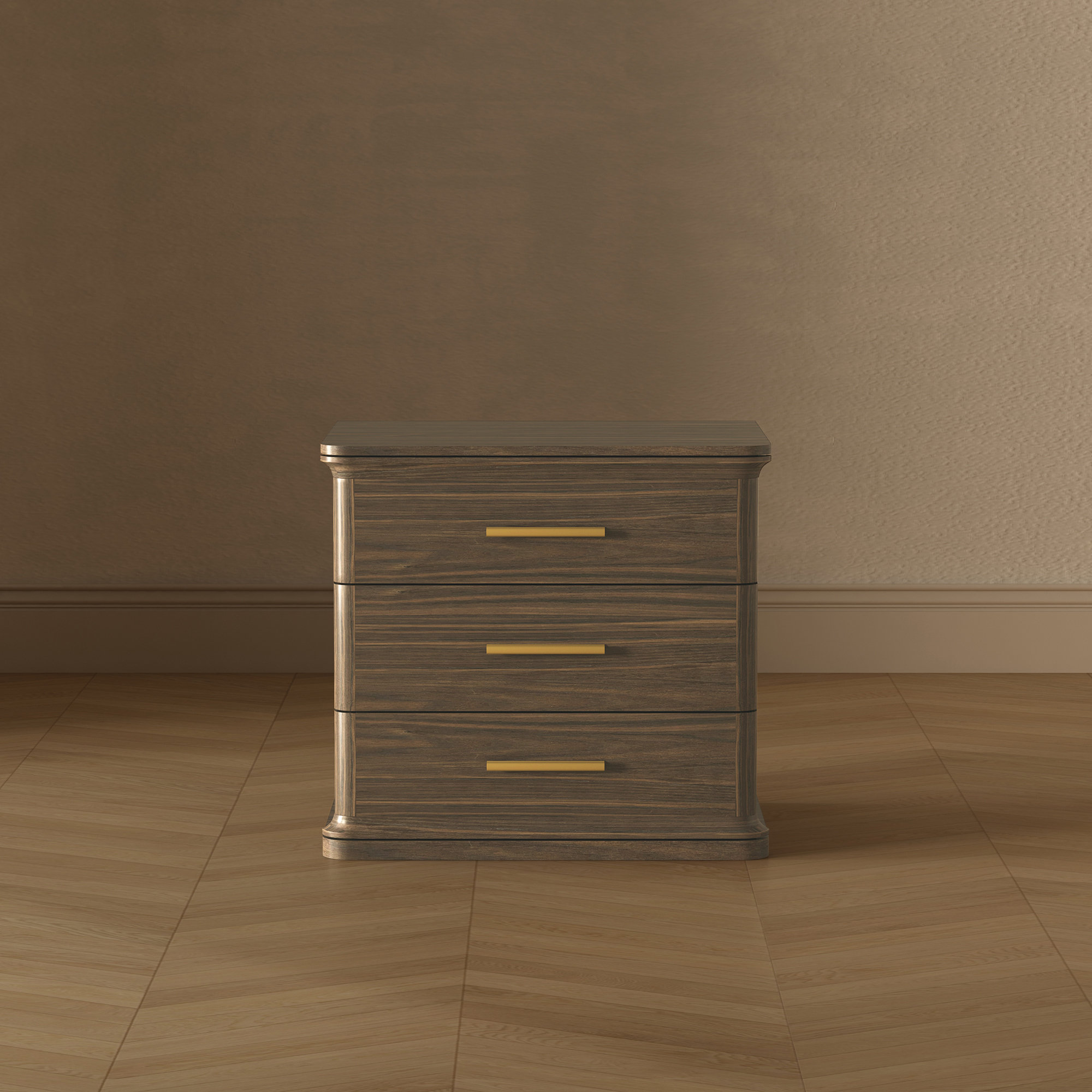 Manhattan Comfort Clifford Nightstand in Natural Oak (3-Drawer) | Wayfair