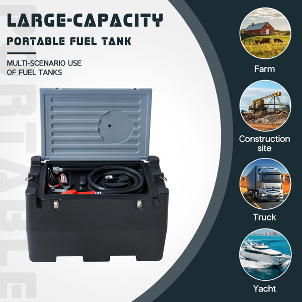 AMERLIFE Portable Fuel Tank, 50 Gallon Capacity & 8 GPM Flow Rate, PE ...