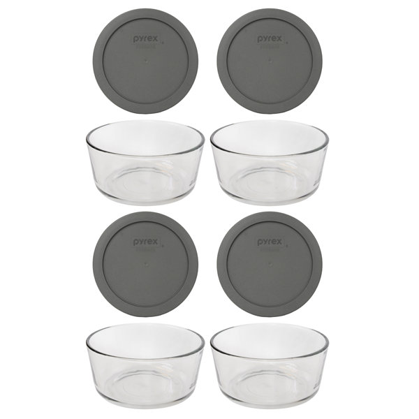 Pyrex (4) 4-Cup Glass Bowls & (4) 4-Cup Lids | Wayfair