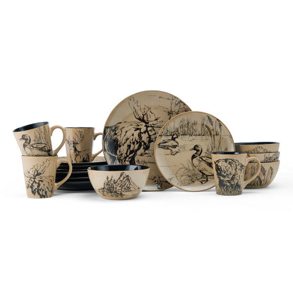 Mossy Oak 16-Piece Stoneware Dinnerware Set, Service for 4 & Reviews ...