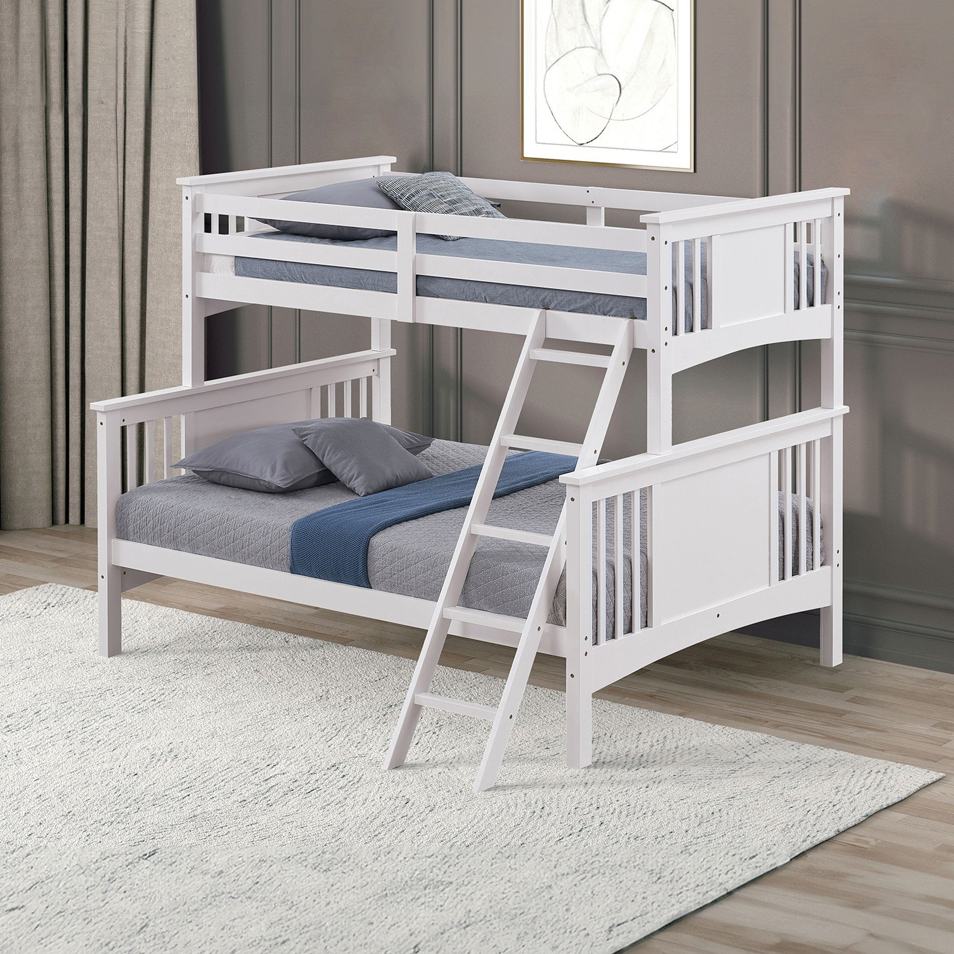 Latitude Run® Transitional Twin Over Full Bunk Bed With White Finish ...