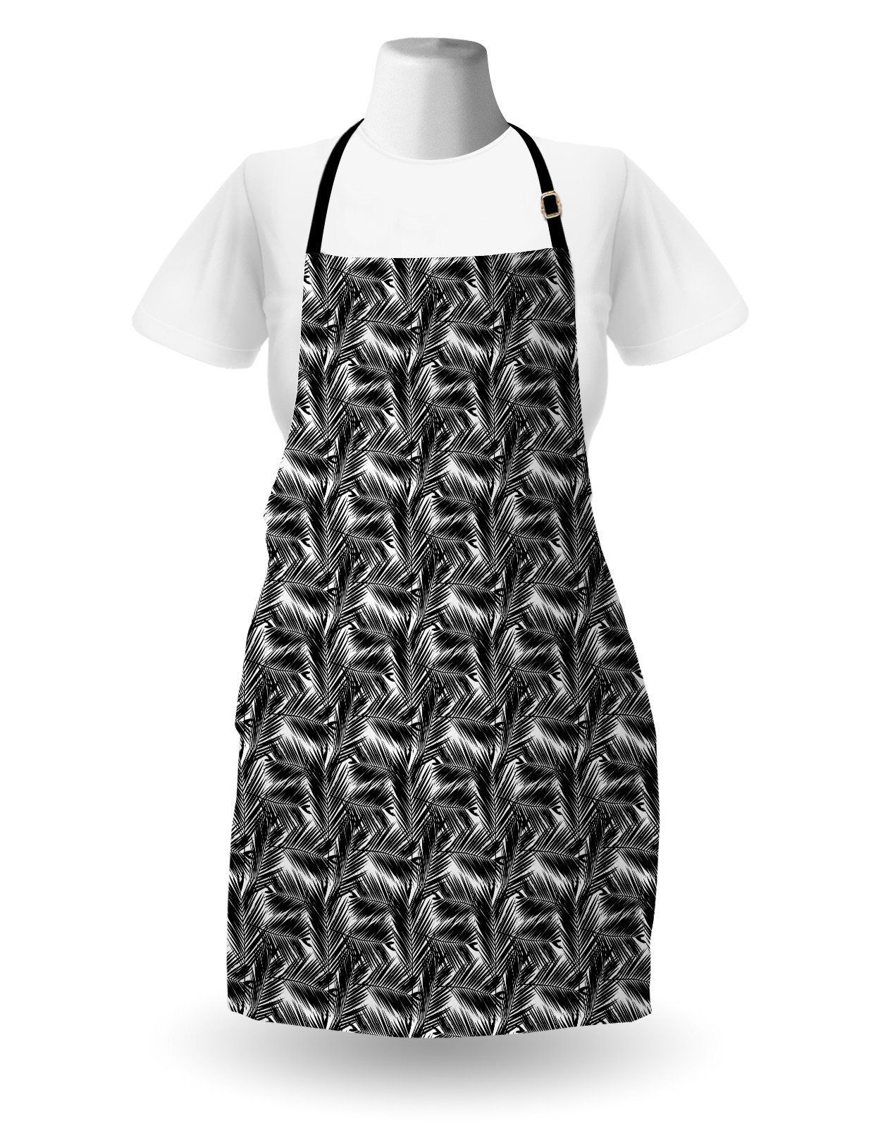 East Urban Home Black and White Apron Unisex Fan Palm Leaves Adult Size ...