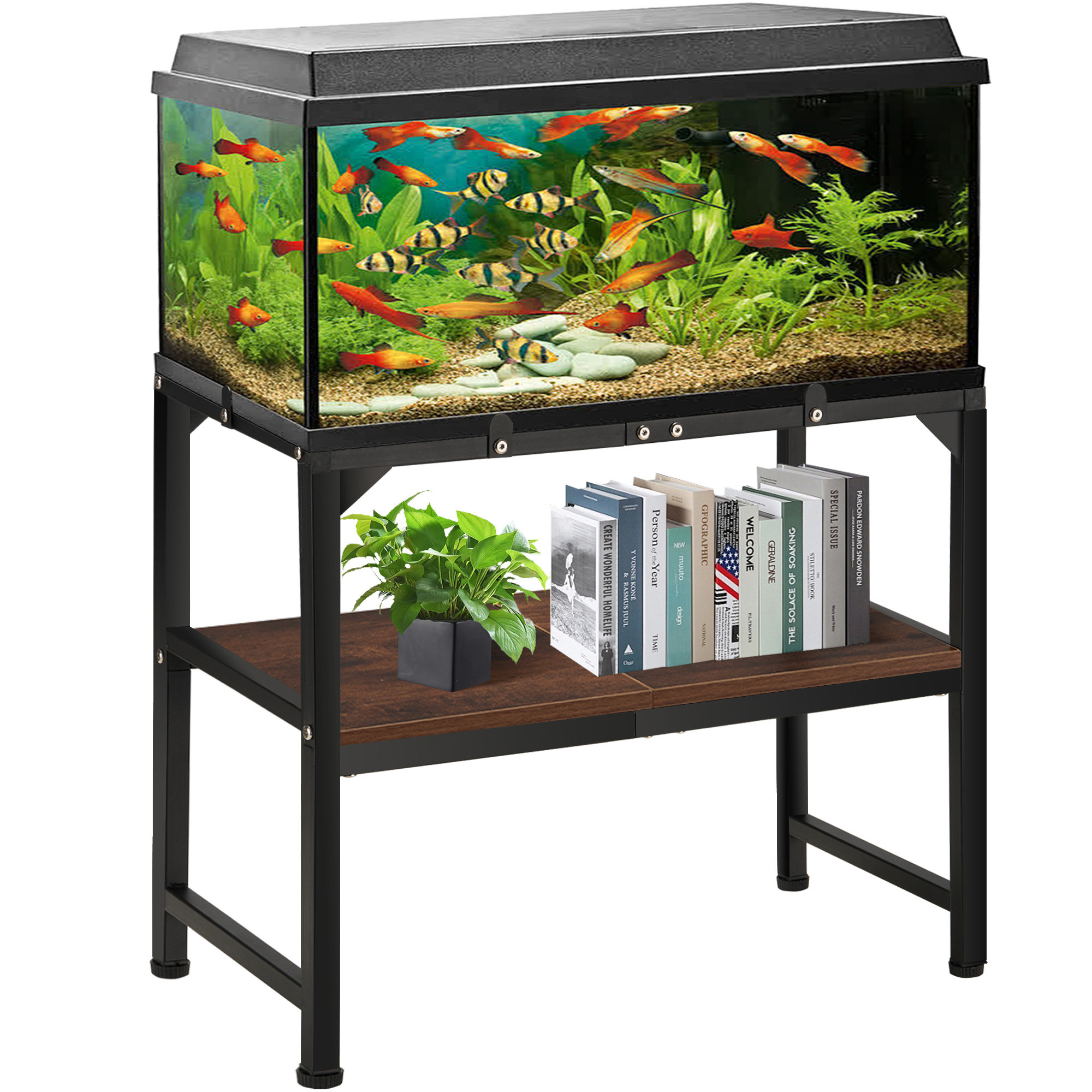 Tucker Murphy Pet™ 10-15 Gallon Fish Metal Aquarium Stand With Wooden ...