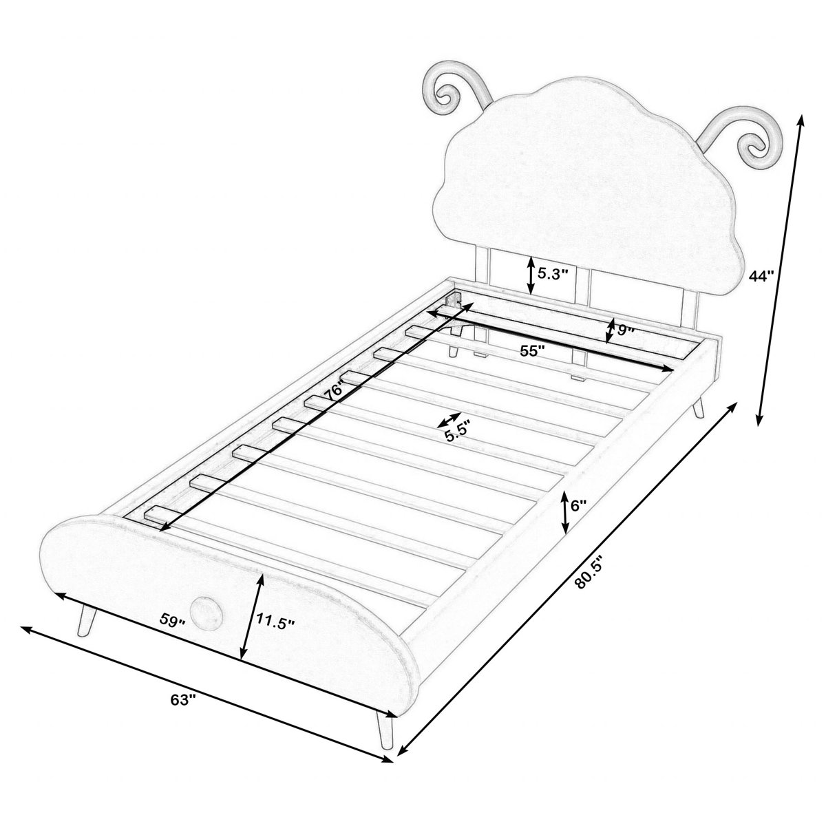Latitude Run® Apryle Upholstered Platform Bed with Sheep-Shaped ...
