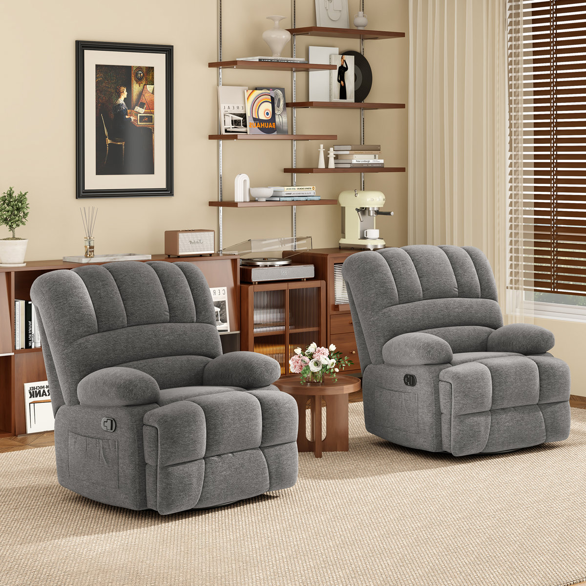 Ebern Designs Heald 40.94"W Upholstered Swivel Rocker Recliner ...