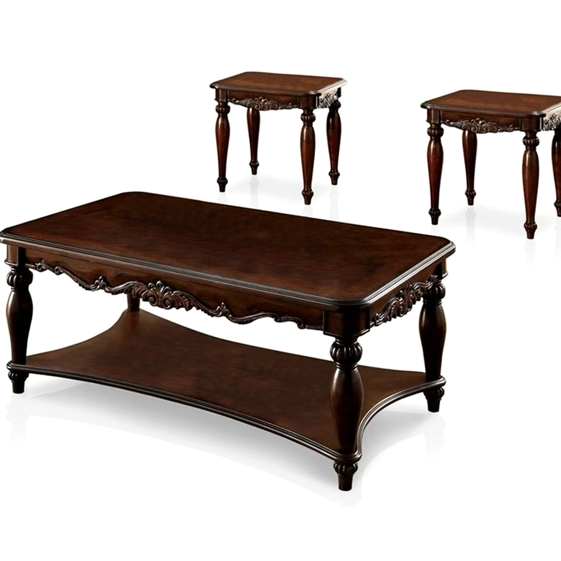 Latitude Run® 3Pc Coffee Table In Traditional Design Featuring Turned ...