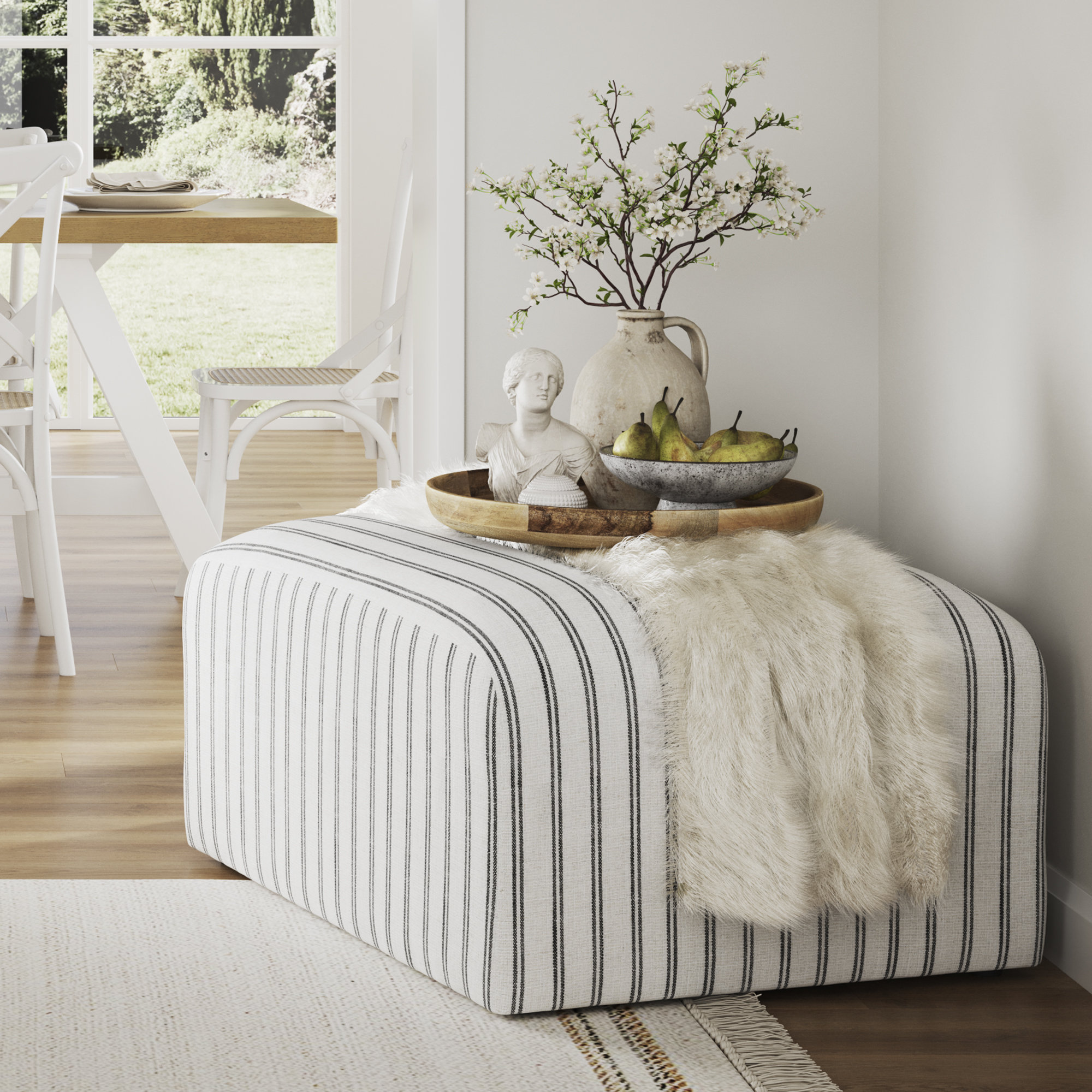 Breakwater Bay Bridgeton 90cm Wide Rectangle Striped Pouffe | Wayfair.co.uk