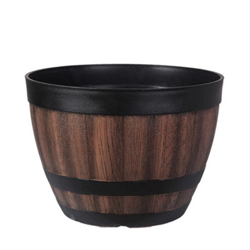 August Grove® Large Retro Whiskey Barrel Planter Resin Pot with ...