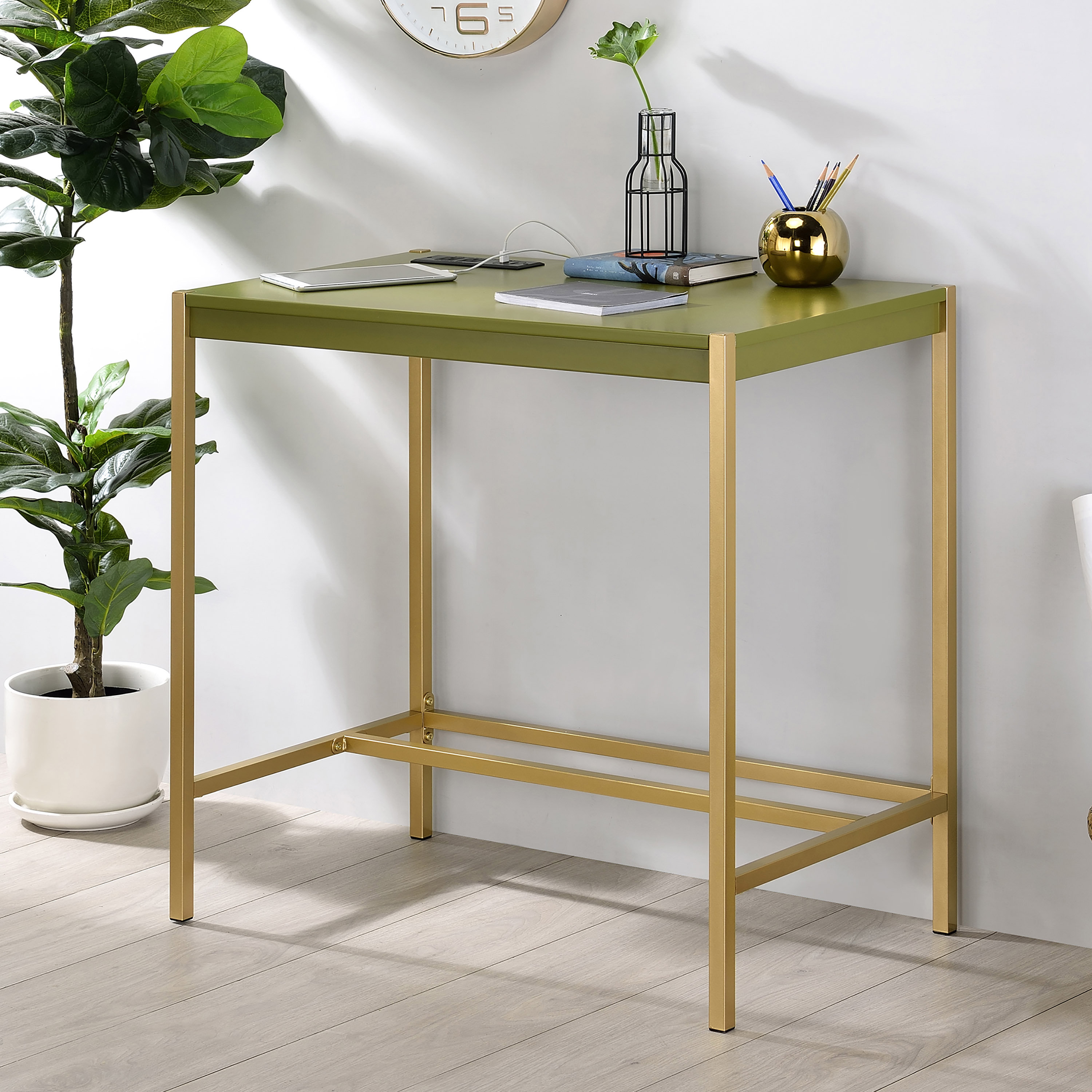 Everly Quinn Fultonville Metal Base Writing Desk | Wayfair
