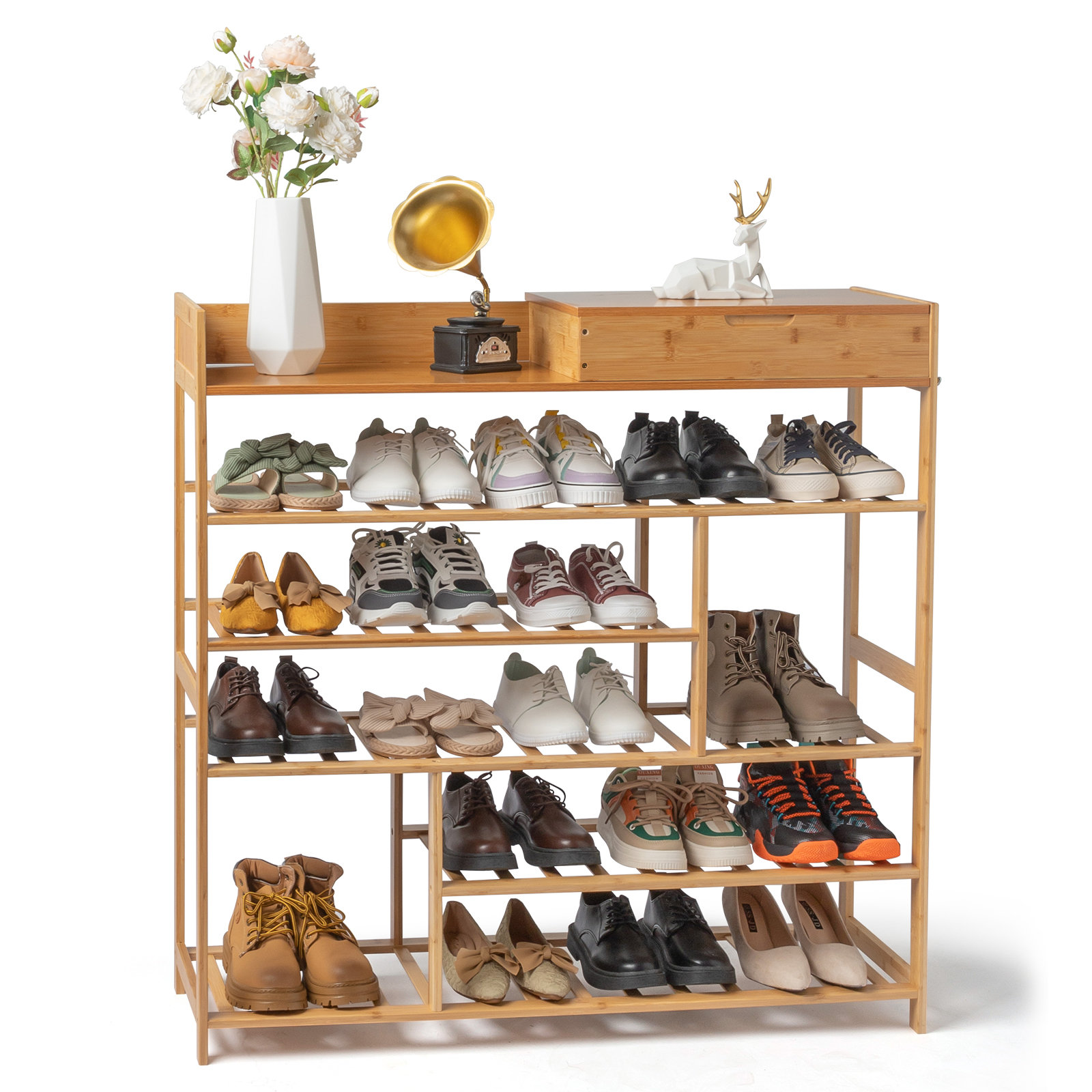 Millwood Pines Nanno 24 Pair Solid Wood Shoe Rack & Reviews | Wayfair