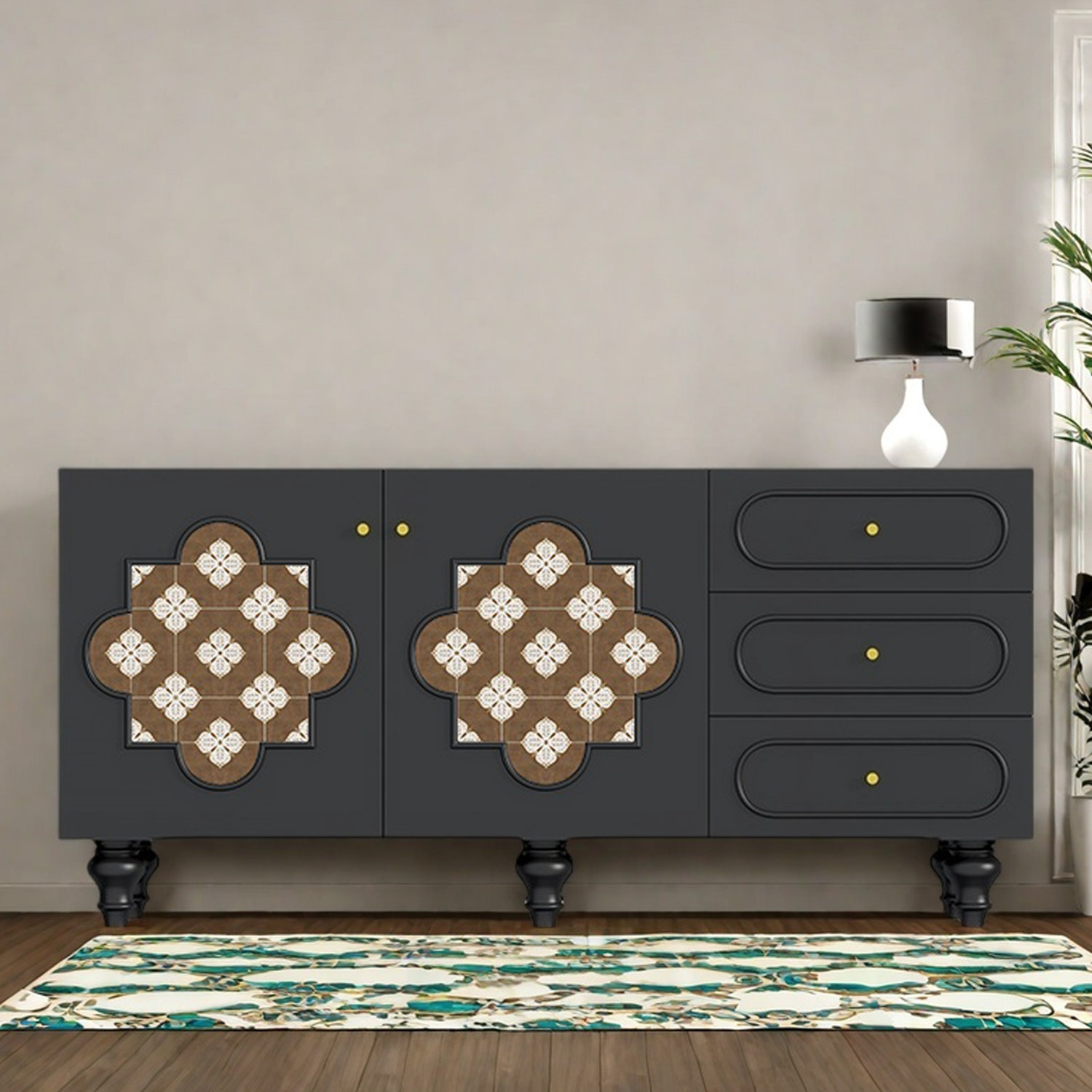DURBIL Retro Sideboard with Dual Doors and Three Drawers | Wayfair