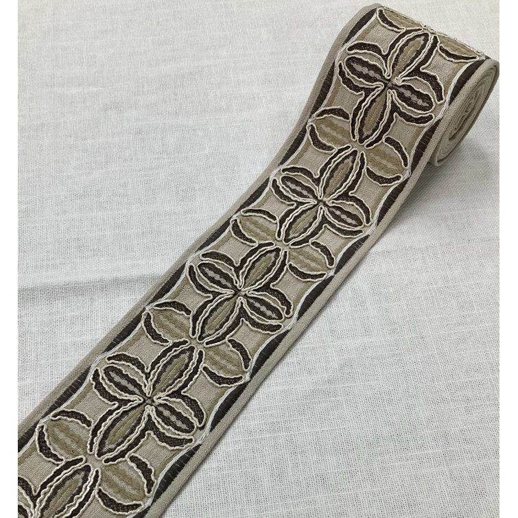 Rose Lace And Braid Taupe, Gray & Cream Woven Embroidery Fabric Tape 4 ...