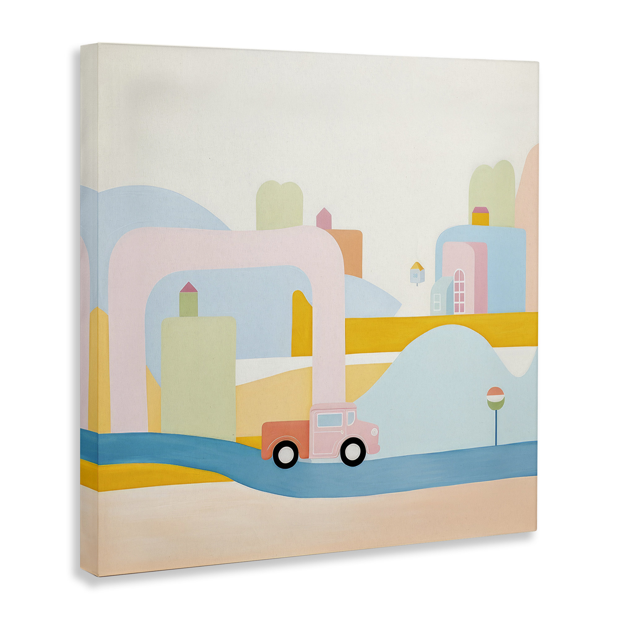 Winston Porter Pastel Car in Landscape Canvas Wall Art by Lazar Studio ...