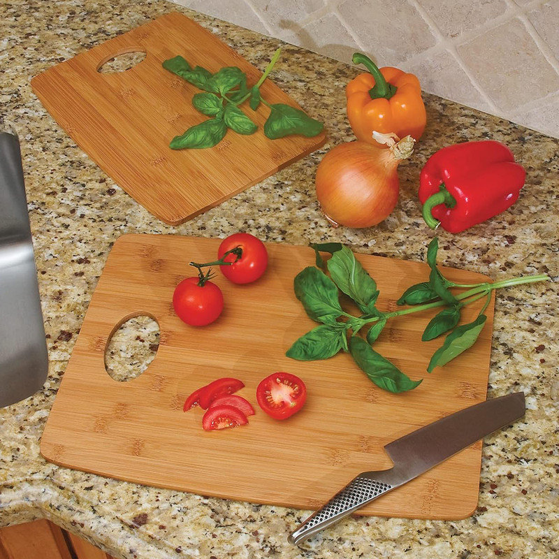 ASTER-FORM CORP Bamboo Wood Thin Kitchen Cutting Boards with Oval Hole ...