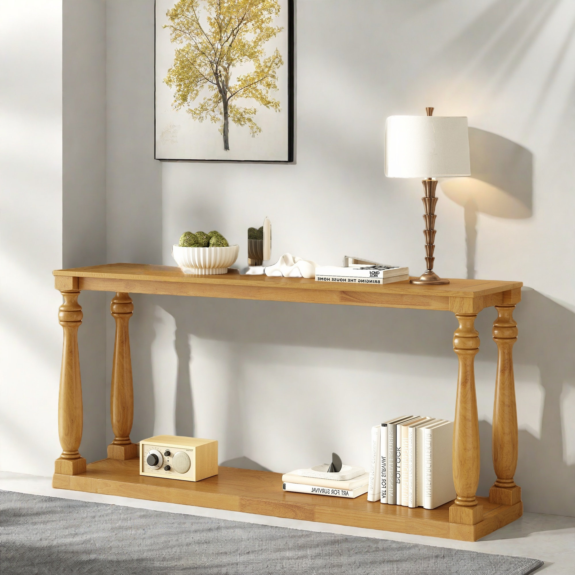 Charlton Home® Vintage Console Table With 4 Elegance Vase Legs And ...