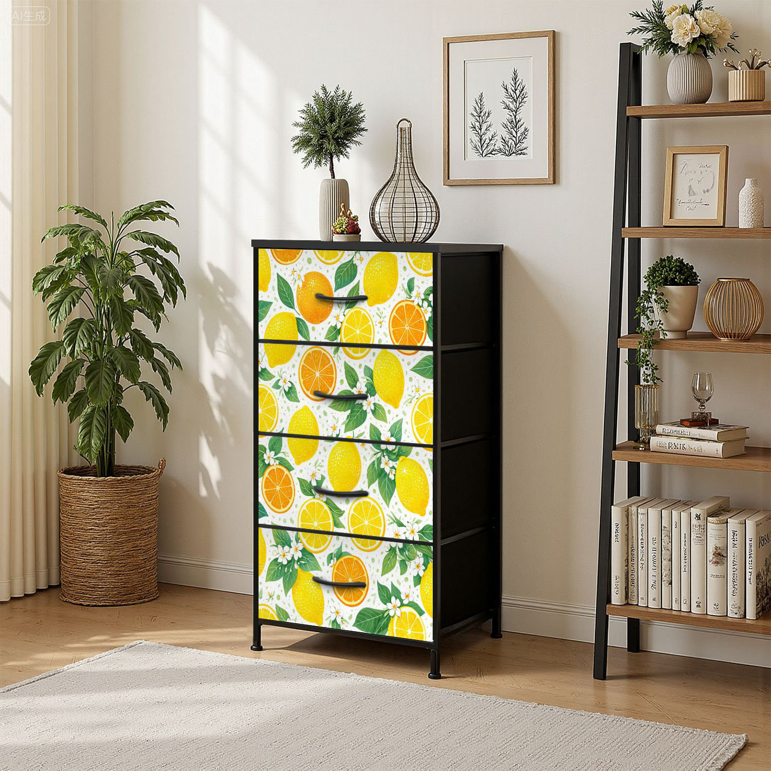 Latitude Run® 4 Drawer Vertical Storage Dresser yellow colored hand ...