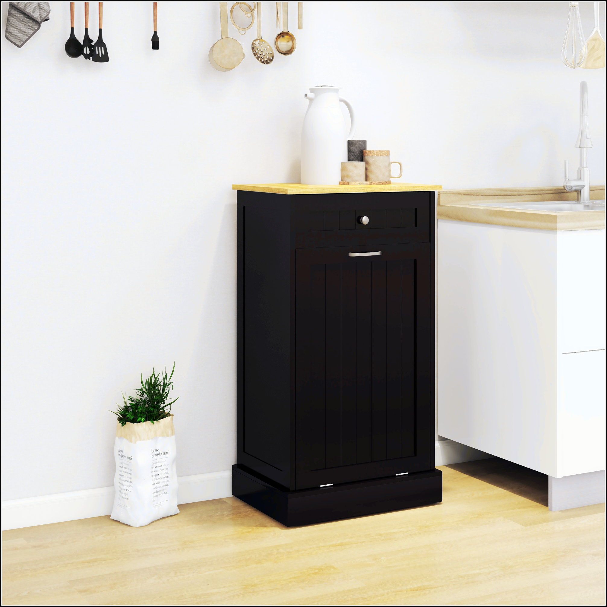 Lark Manor One Drawers And One-Compartment Tilt-Out Trash Cabinet ...