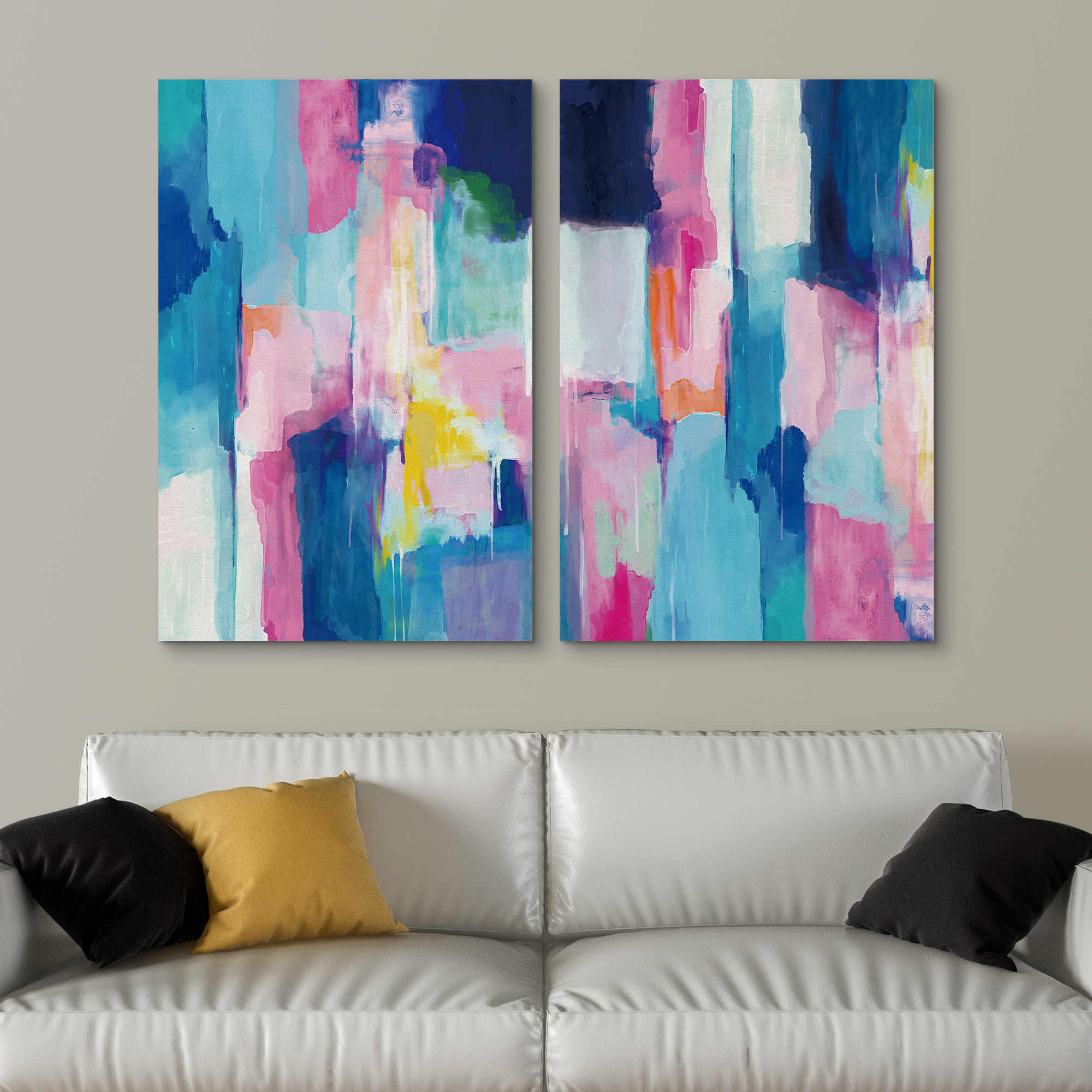 SIGNLEADER Colorful Brushstrokes Signleader Canvas Print Wall Art Set ...