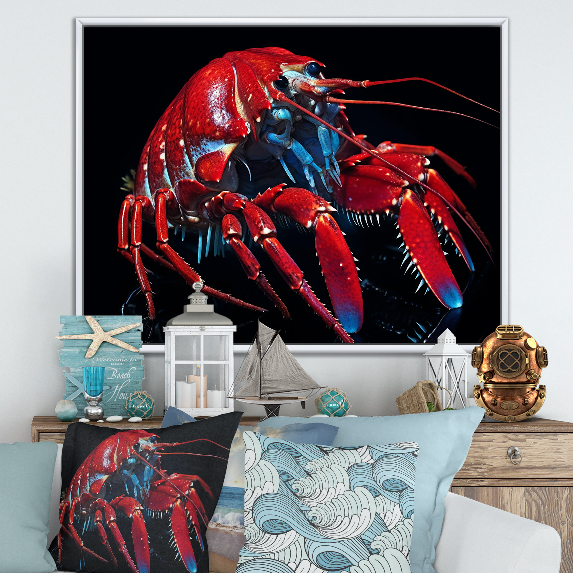 Highland Dunes Modern Red Mantis Shrimp II - Beach & Ocean Wall Decor ...
