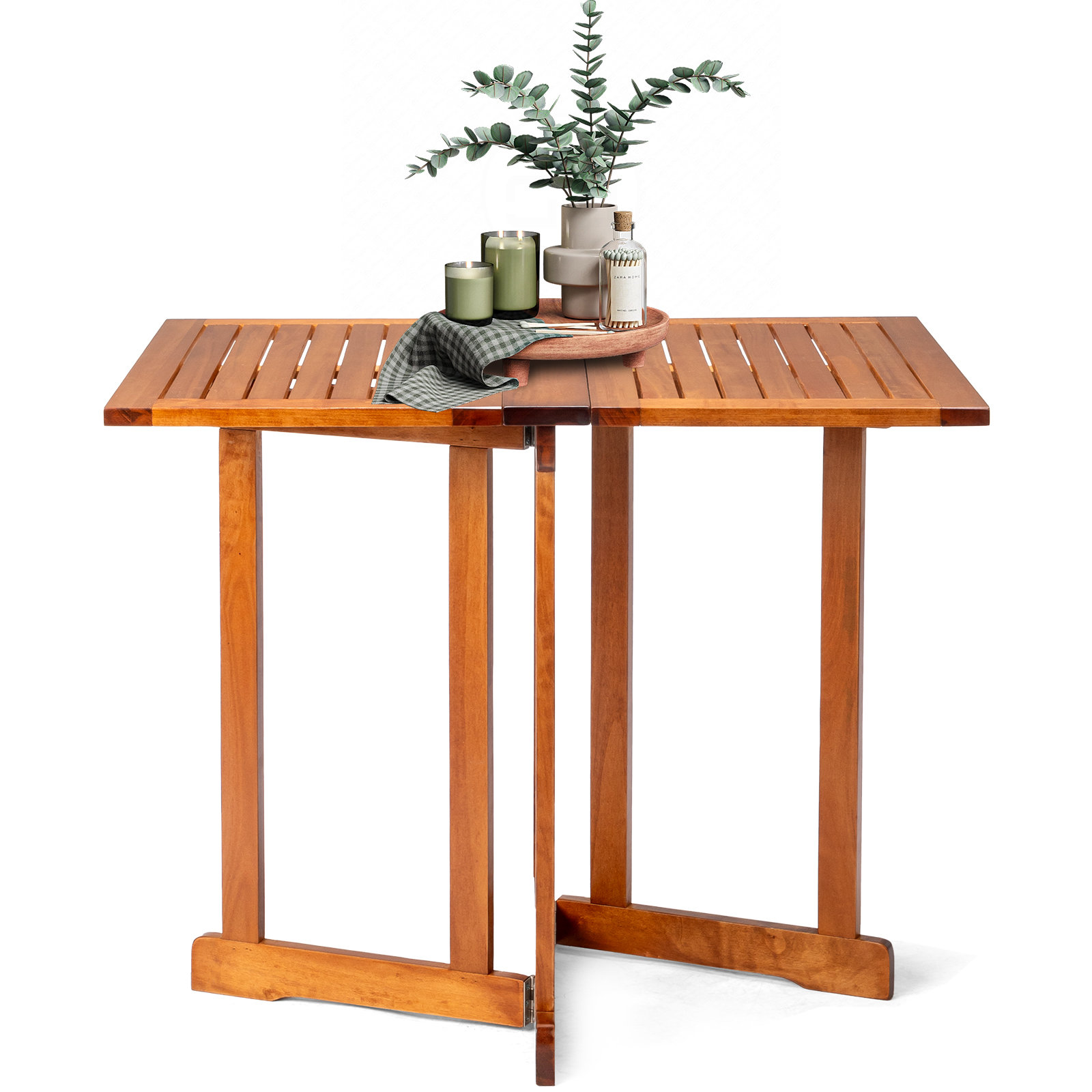 Ophelia & Co. 3Ft. Brown Rectangular Patio Folding Wood Table | Wayfair