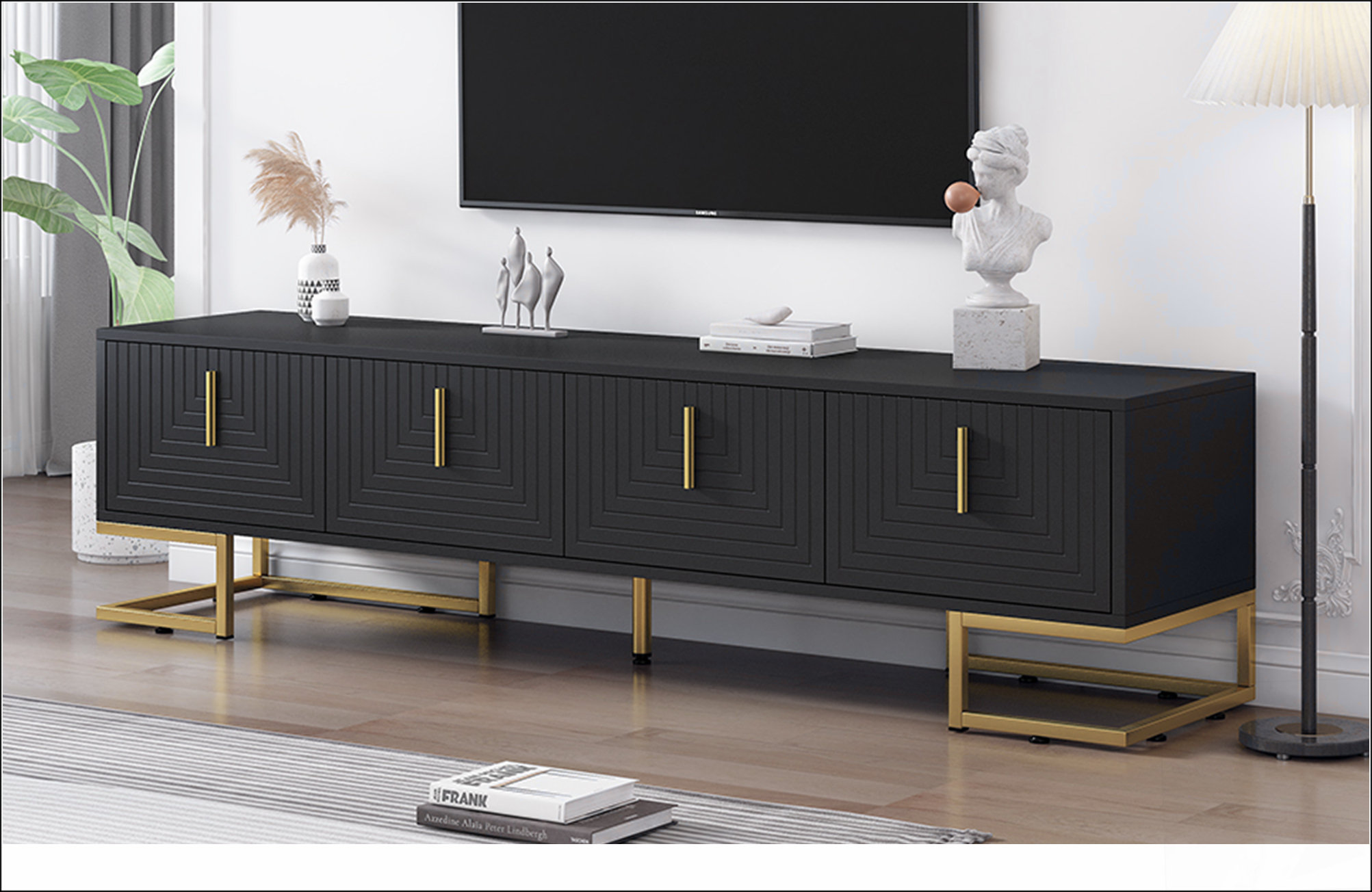 Mercer41 Minimalist Extendable TV Stand, 100" TVs Stable support, multi ...