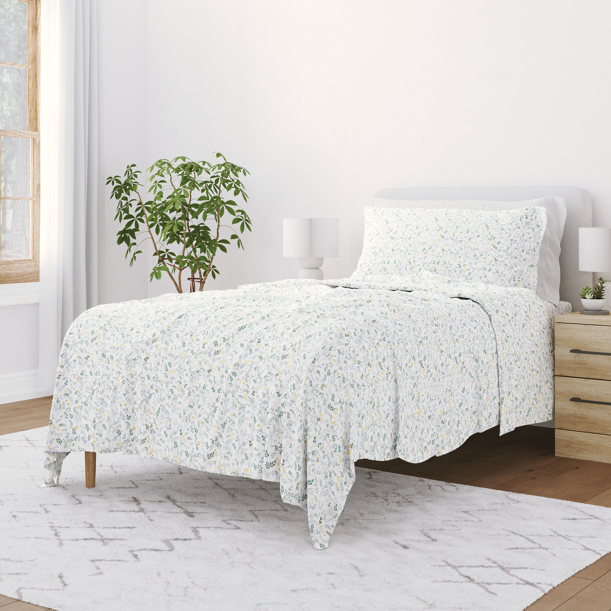 Kelly Clarkson Home Tyler Wildflower Pattern Microfiber Sheet Set ...