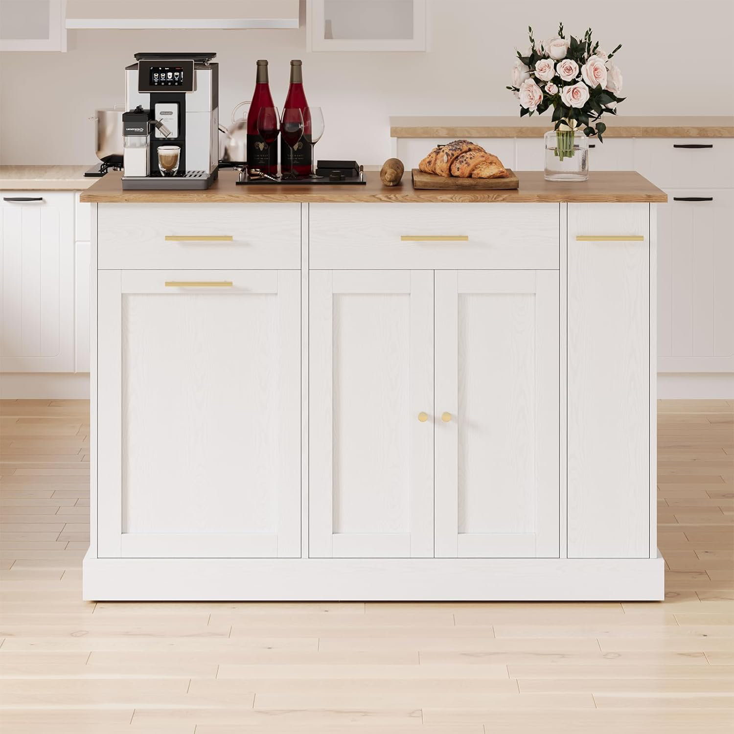 Lark Manor™ Kitchen Island with Storage, 52" Large Kitchen Island Cart ...